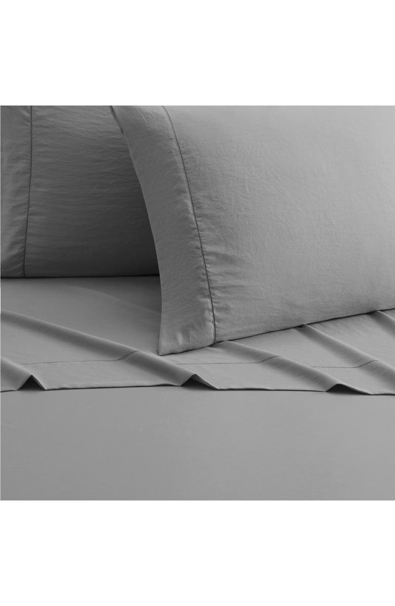 CHIC Casey Grey Solid Washed Microfiber Sheet Set - Queen Size ...