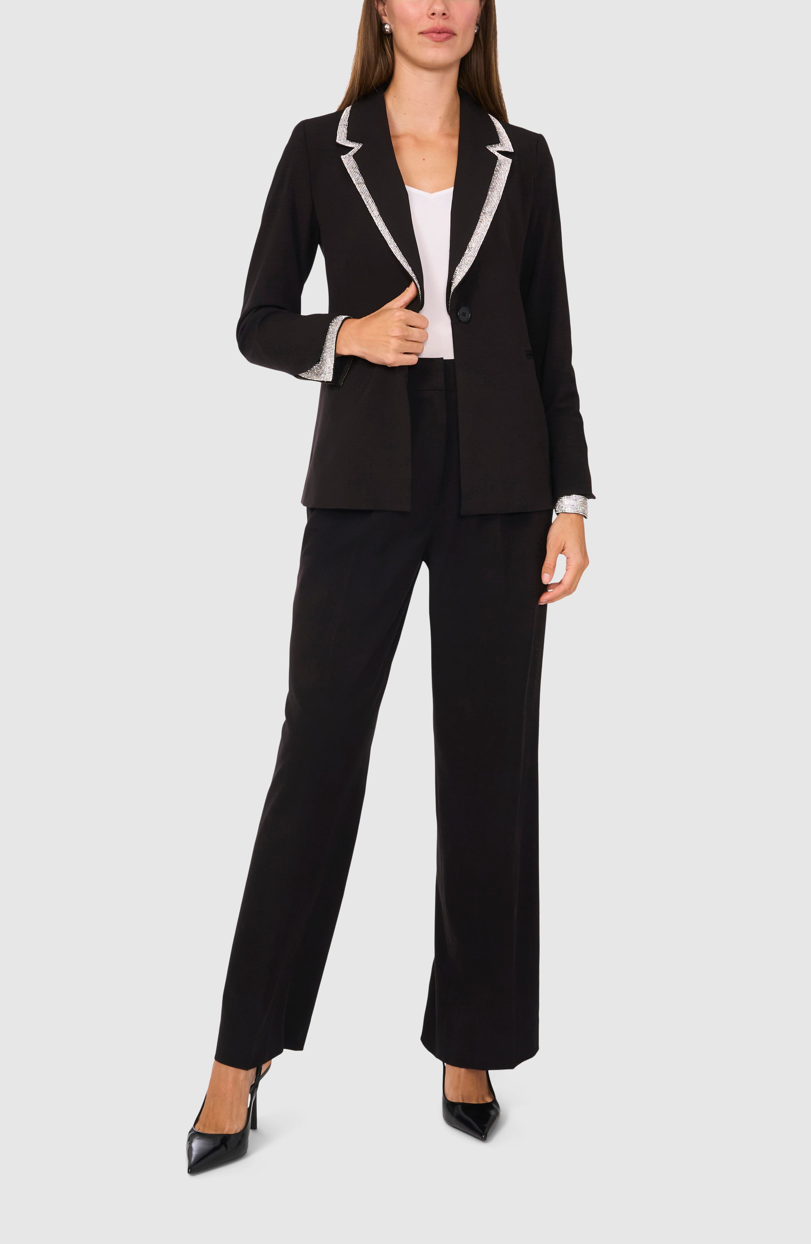 Halogen® Rhinestone Trim Notch Lapel Blazer | Nordstromrack