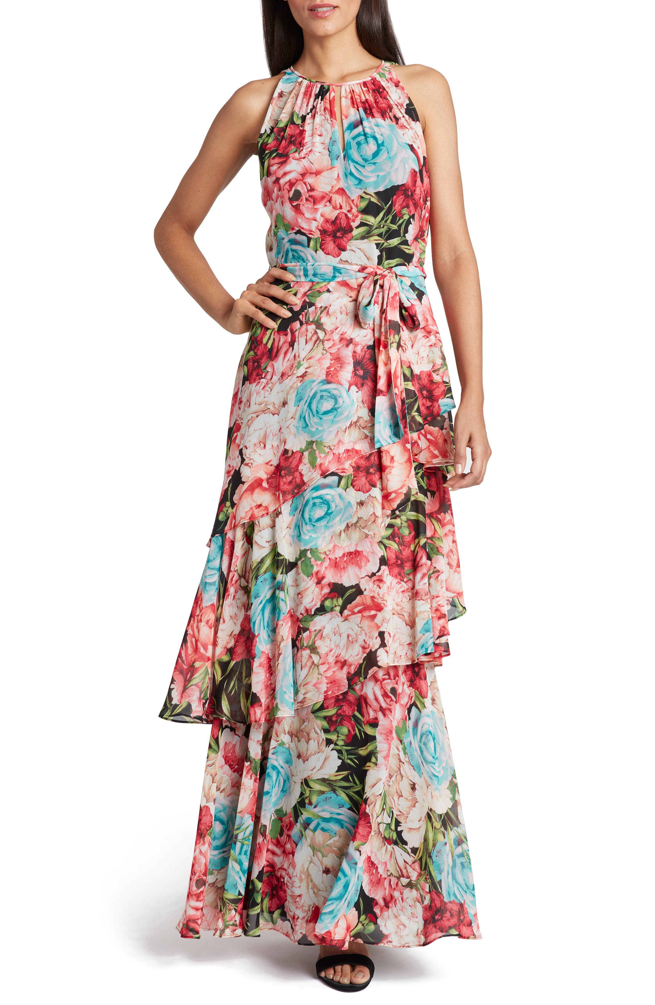 Floral Halter Neck Chiffon Maxi Dress (Women) | Nordstromrack