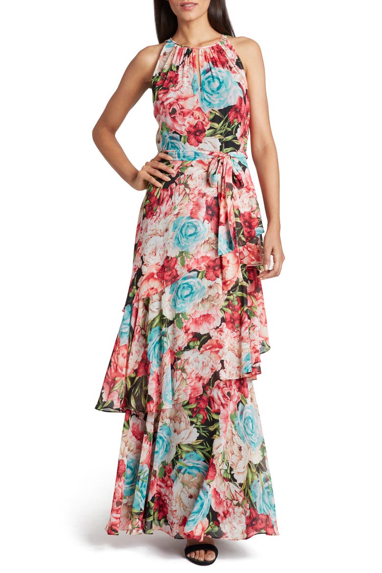 Floral Halter Neck Chiffon Maxi Dress (Women) | Nordstromrack