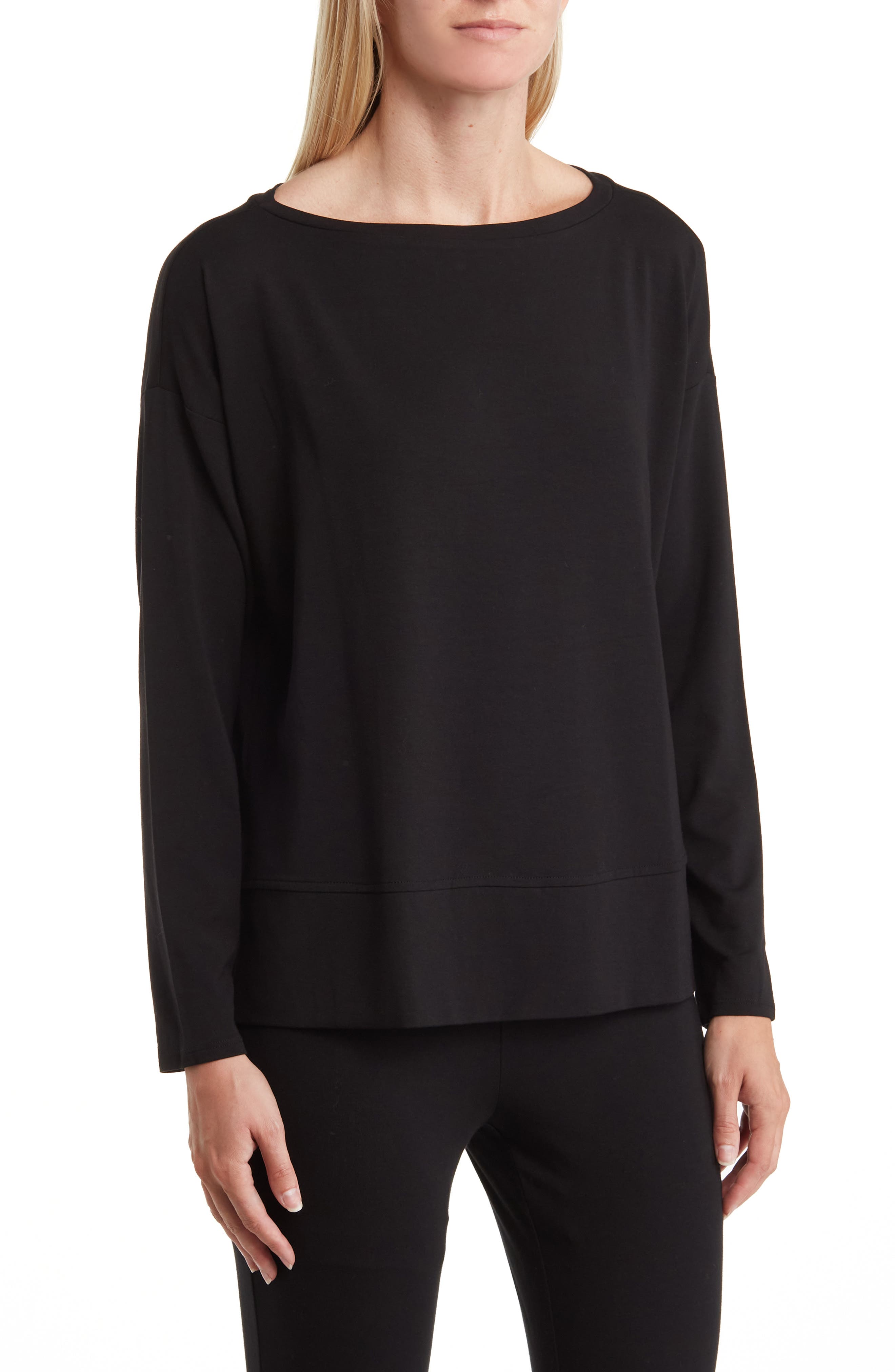 Eileen Fisher Boat Neck Long Sleeve Boxy Top | Nordstrom