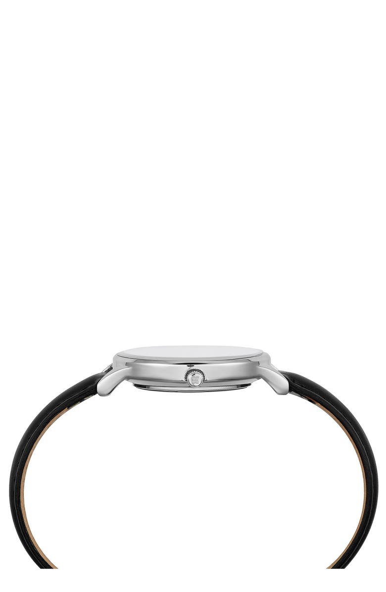 BCBGMAXAZRIA Silver Crystallized Dial Leather Watch, 33mm | Nordstromrack