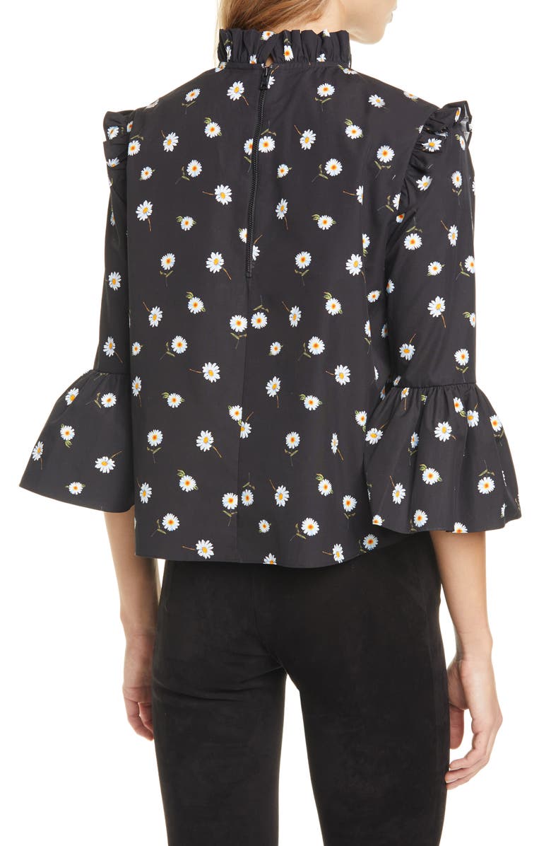 Alice + Olivia Henrietta Daisy Pattern Ruffled Cotton Boxy Blouse ...