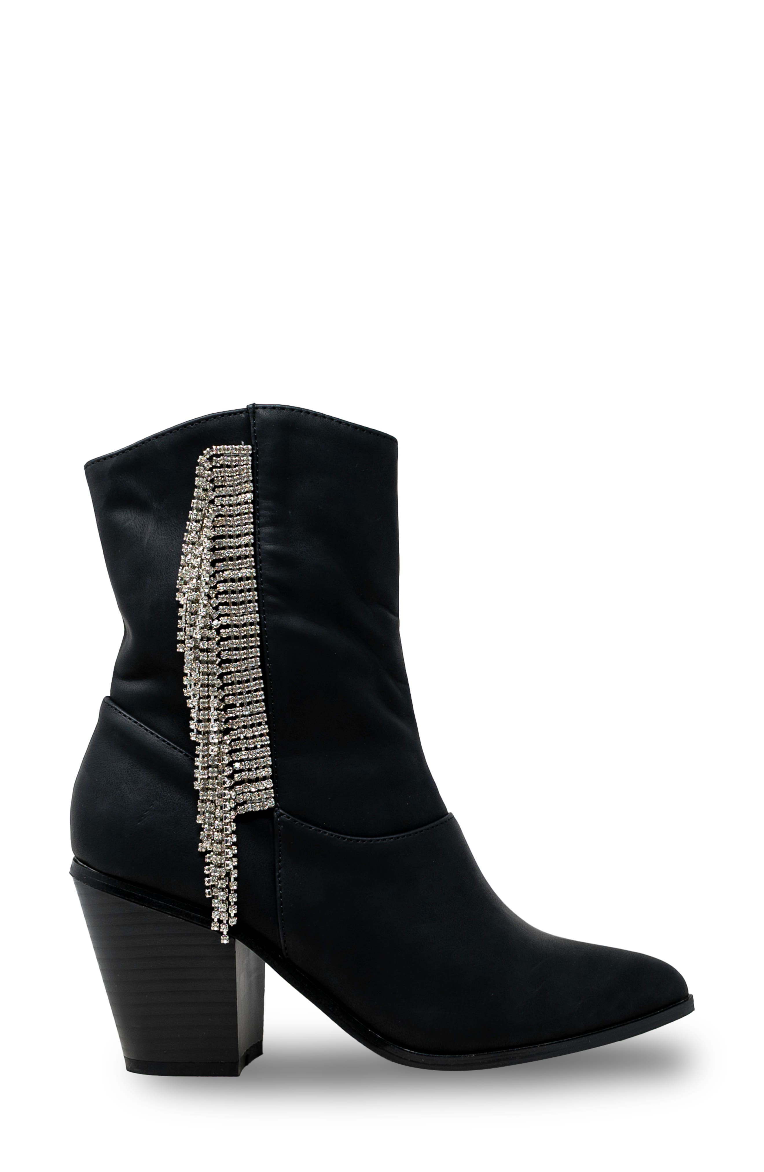 CHASE AND CHLOE Justine Side Rhinestone Tassel Western Boot (Women ...