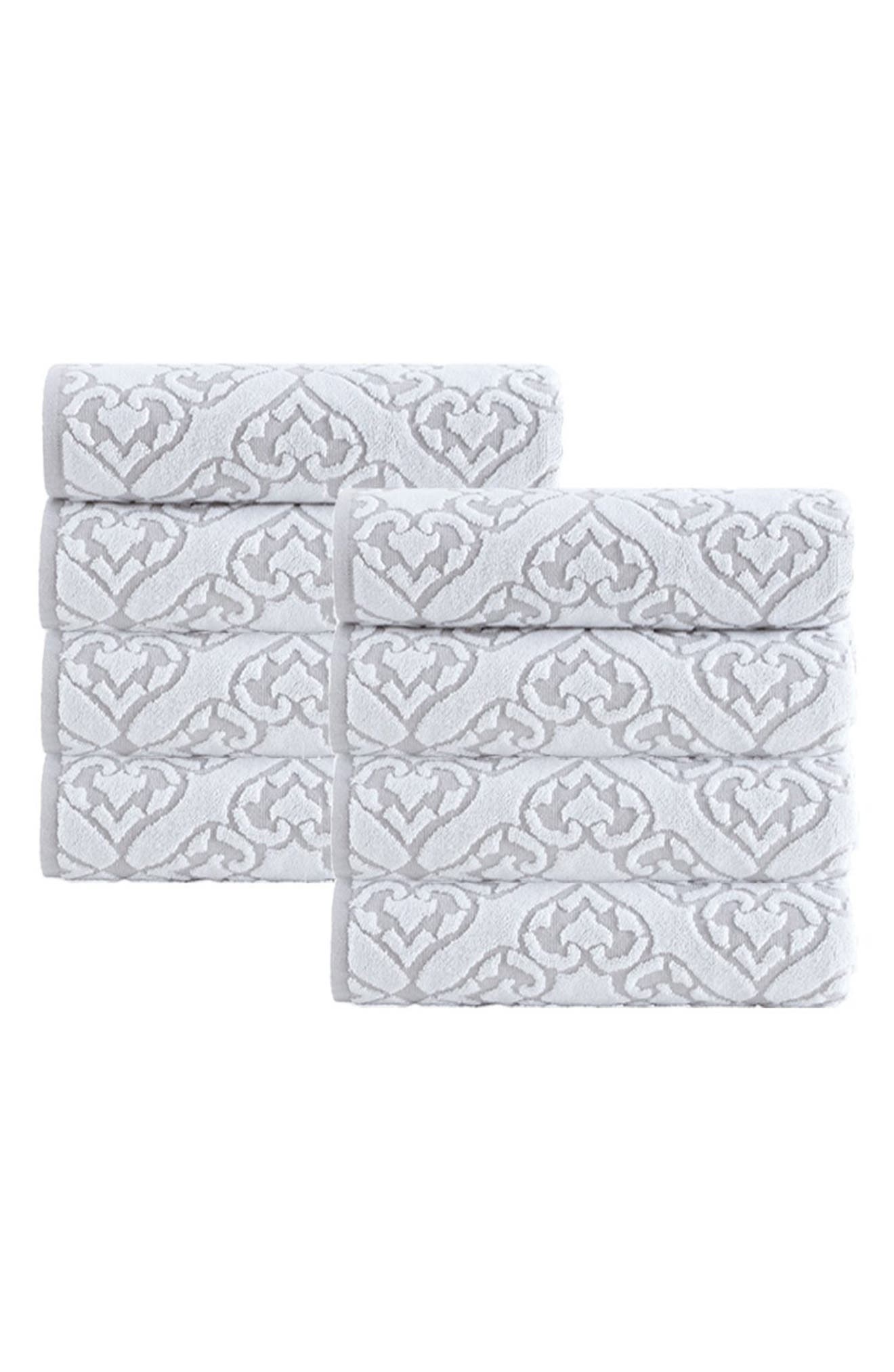 ENCHANTE HOME Gonzales Turkish Cotton Wash Cloth - Silver - Set of 8 ...