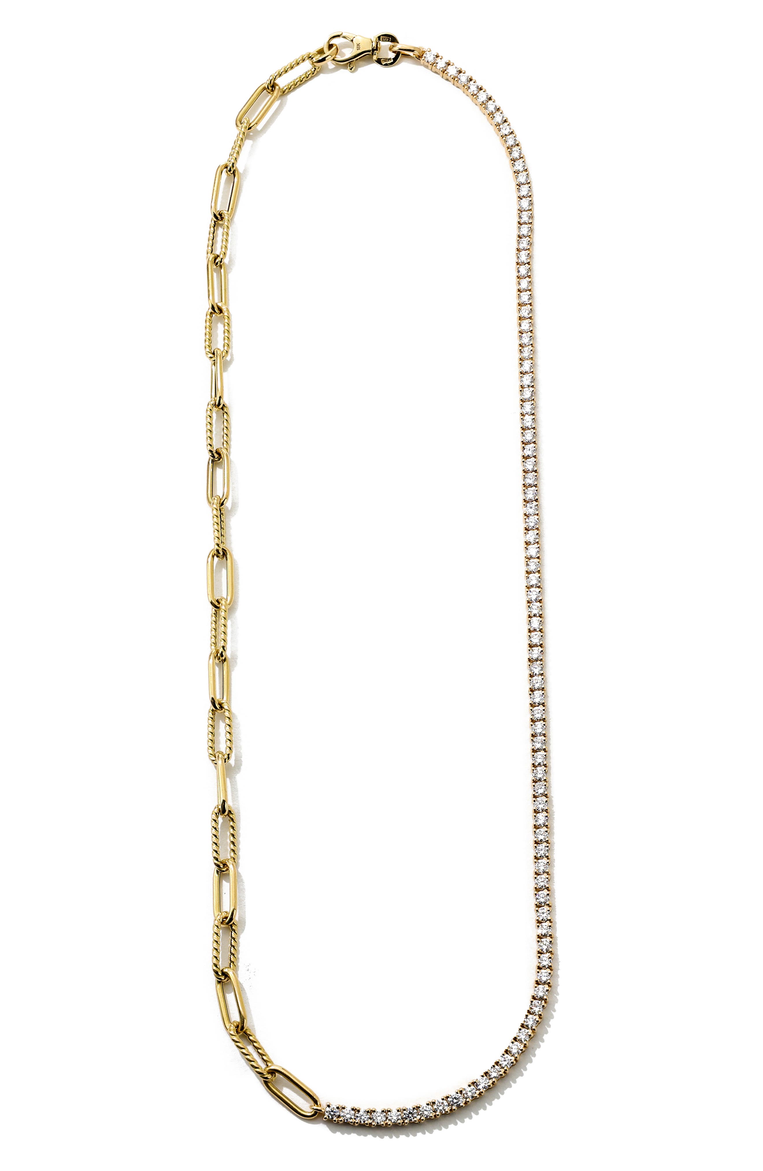 Mark Henry Half & Half Diamond & Chunky Link Necklace | Nordstrom
