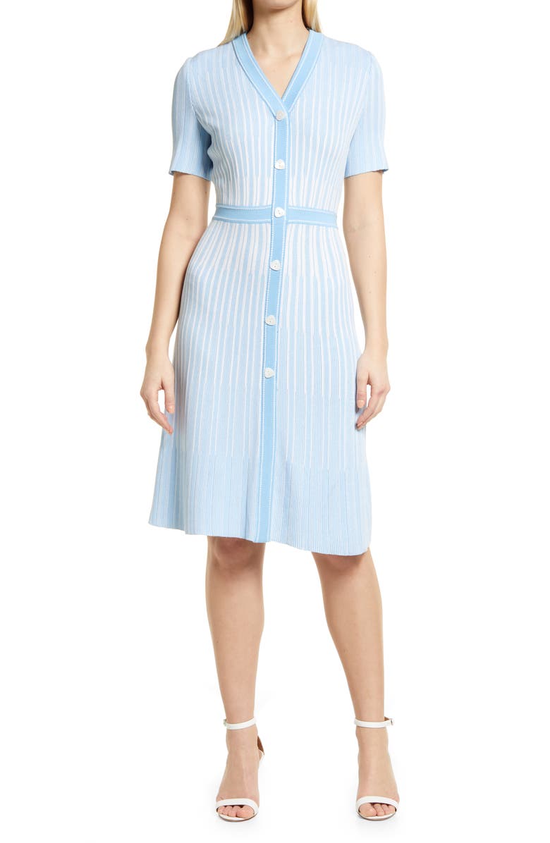 Ming Wang Shell Button Ombré Knit A-Line Dress | Nordstrom