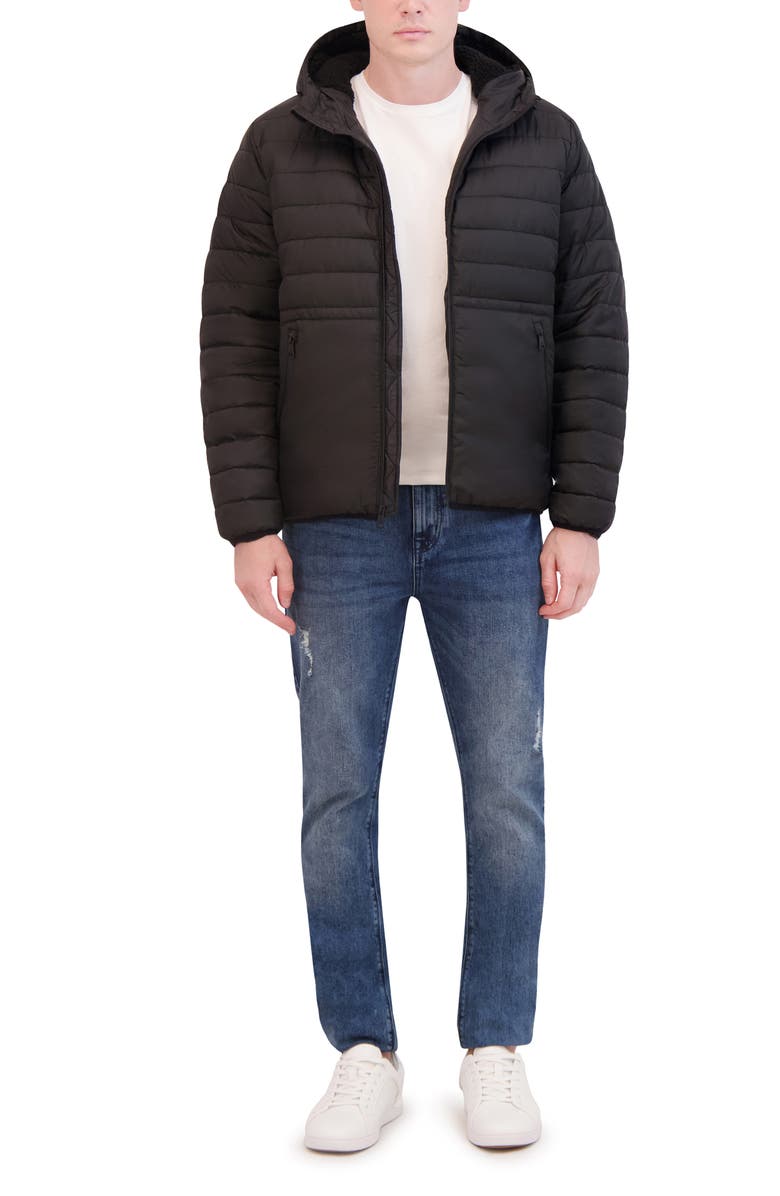 Kenneth Cole New York Faux Shearling Lined Hooded Puffer Jacket ...