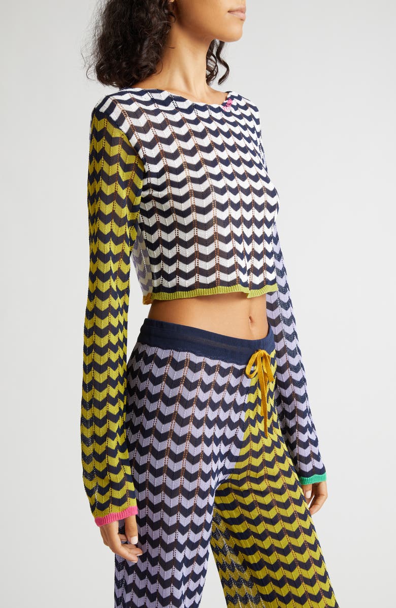 YanYan Tong Beach Chevron Stripe Pointelle Stitch Sweater | Nordstromrack