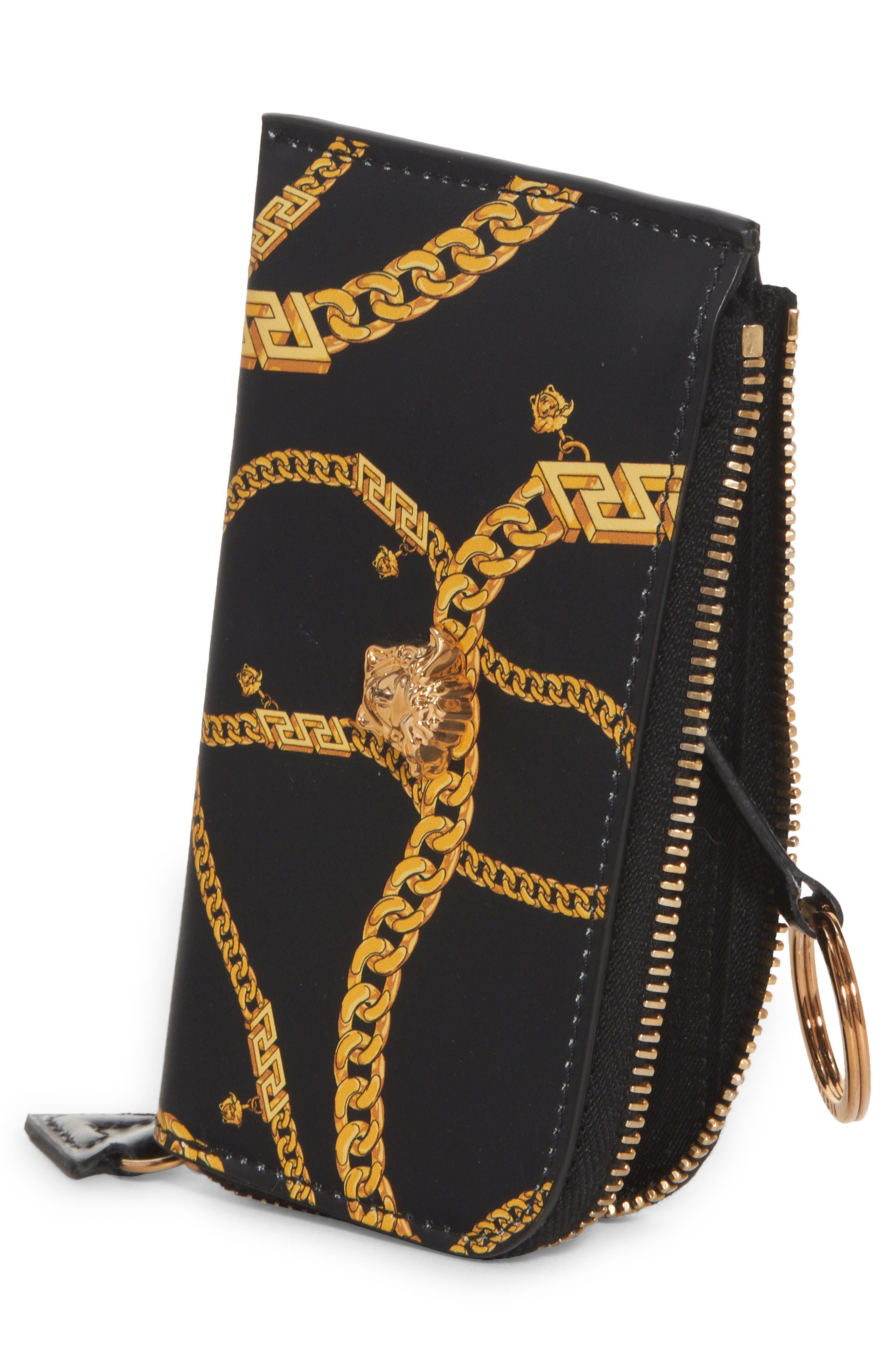 Versace Medusa Chain Print Zip Vinyl Card Case | Nordstromrack
