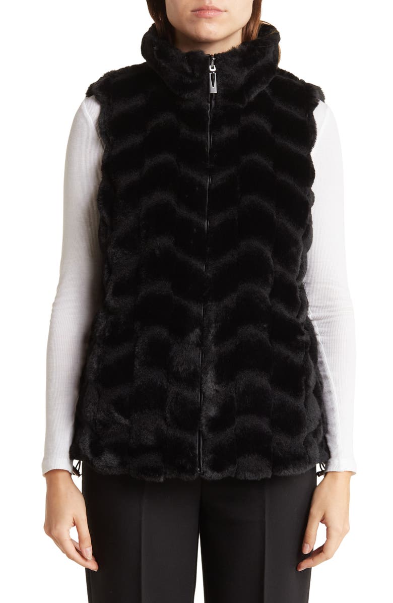 Via Spiga Chevron Faux Fur Reversible Vest | Nordstromrack