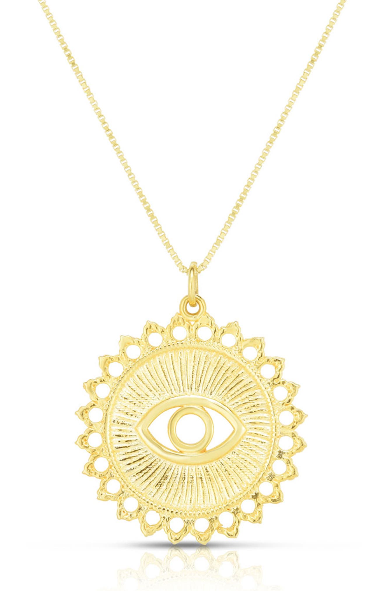 SPHERA MILANO 14K Yellow Gold Plated Sterling Silver Evil Eye Medallion ...