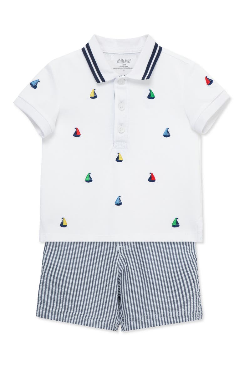 Sailboat Embroidered Cotton Polo & Stripe Shorts Set (Men) | Nordstromrack