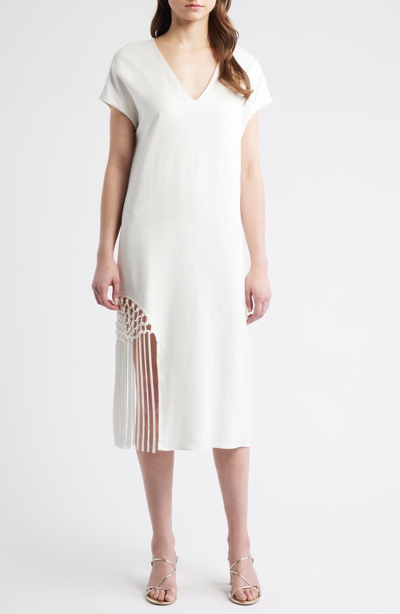 CIEBON Mikella Macramé Fringe Hem Midi Dress | Nordstromrack