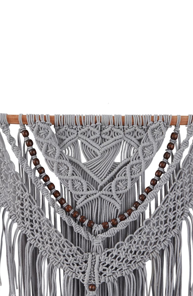 GINGER BIRCH STUDIO Gray Cotton Handmade Intricately Woven Macramé Wall ...