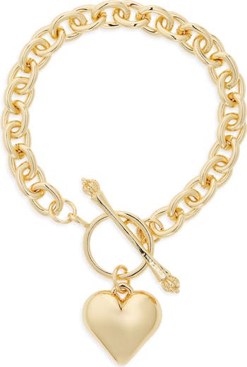 Cara Chunky Heart Charm Rolo Chain Bracelet | Nordstromrack