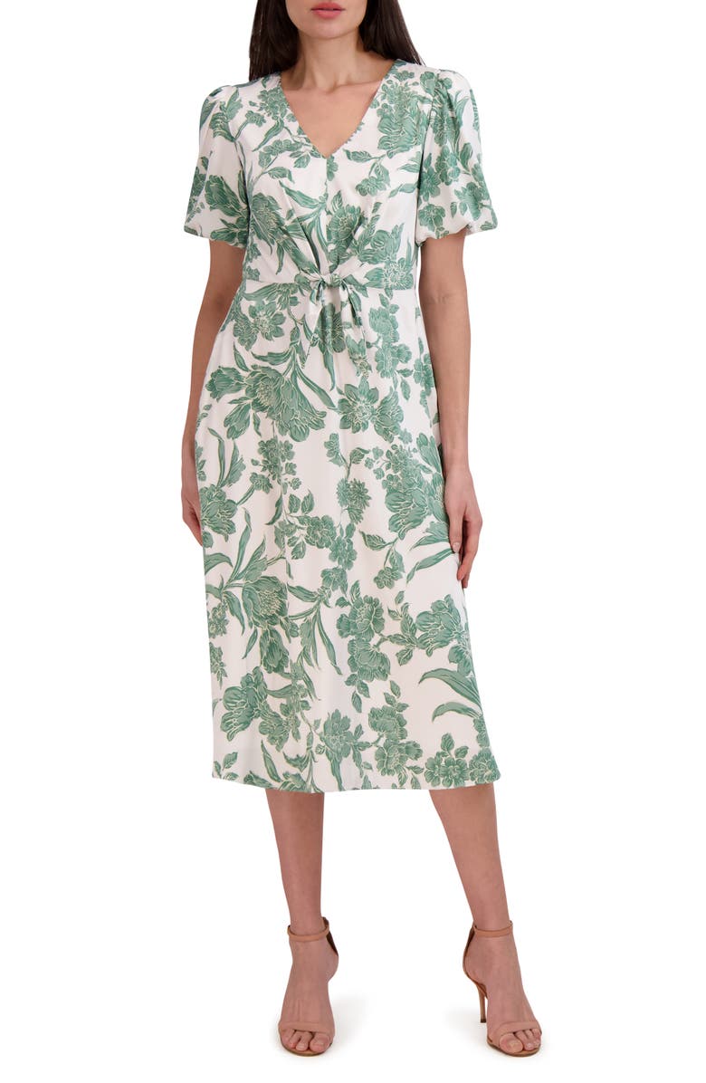 Julia Jordan Floral Puff Sleeve Tie Waist Midi Dress | Nordstromrack