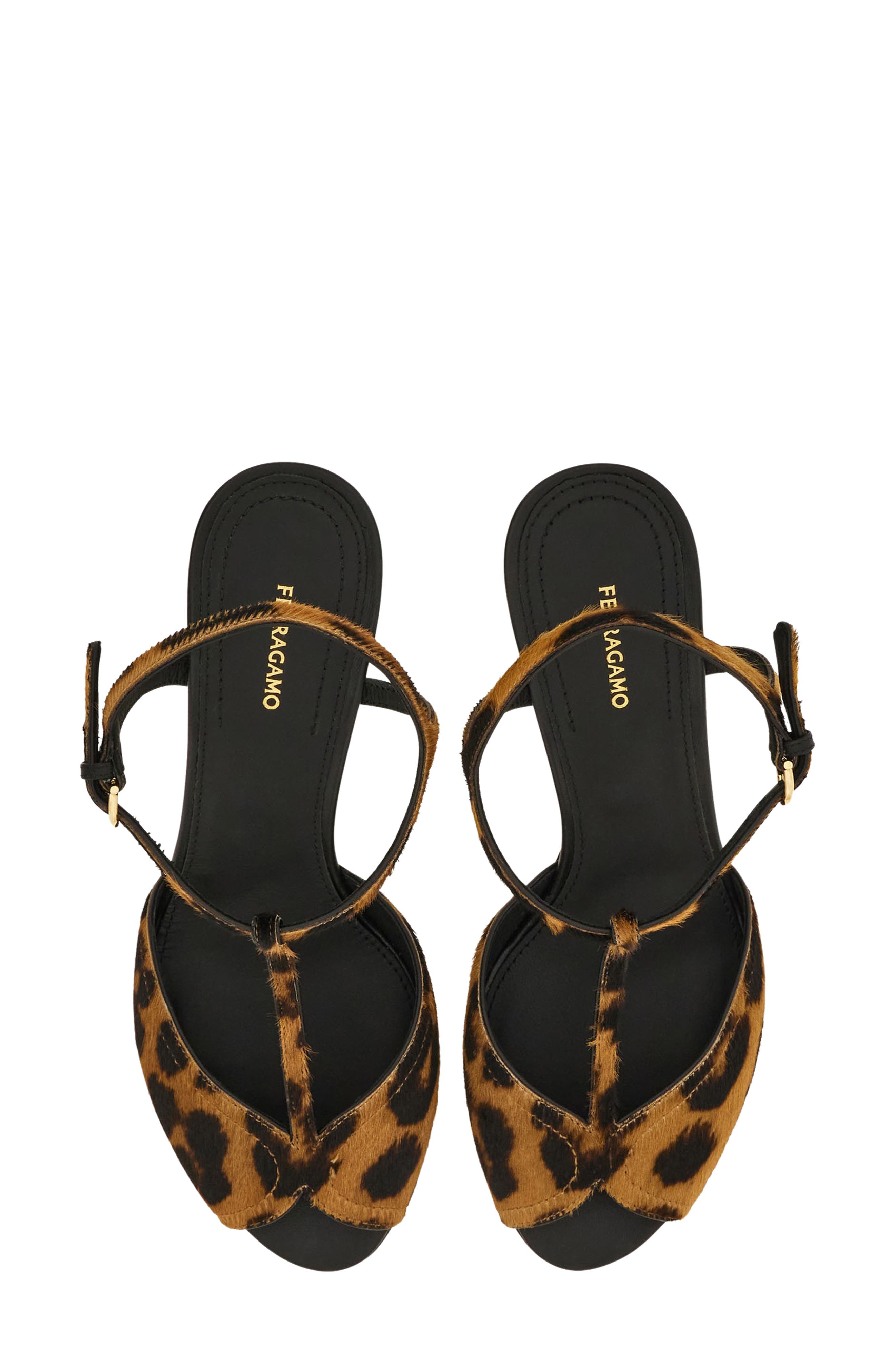 FERRAGAMO Ely Genuine Calf Hair T-Bar Sandal (Women) | Nordstromrack