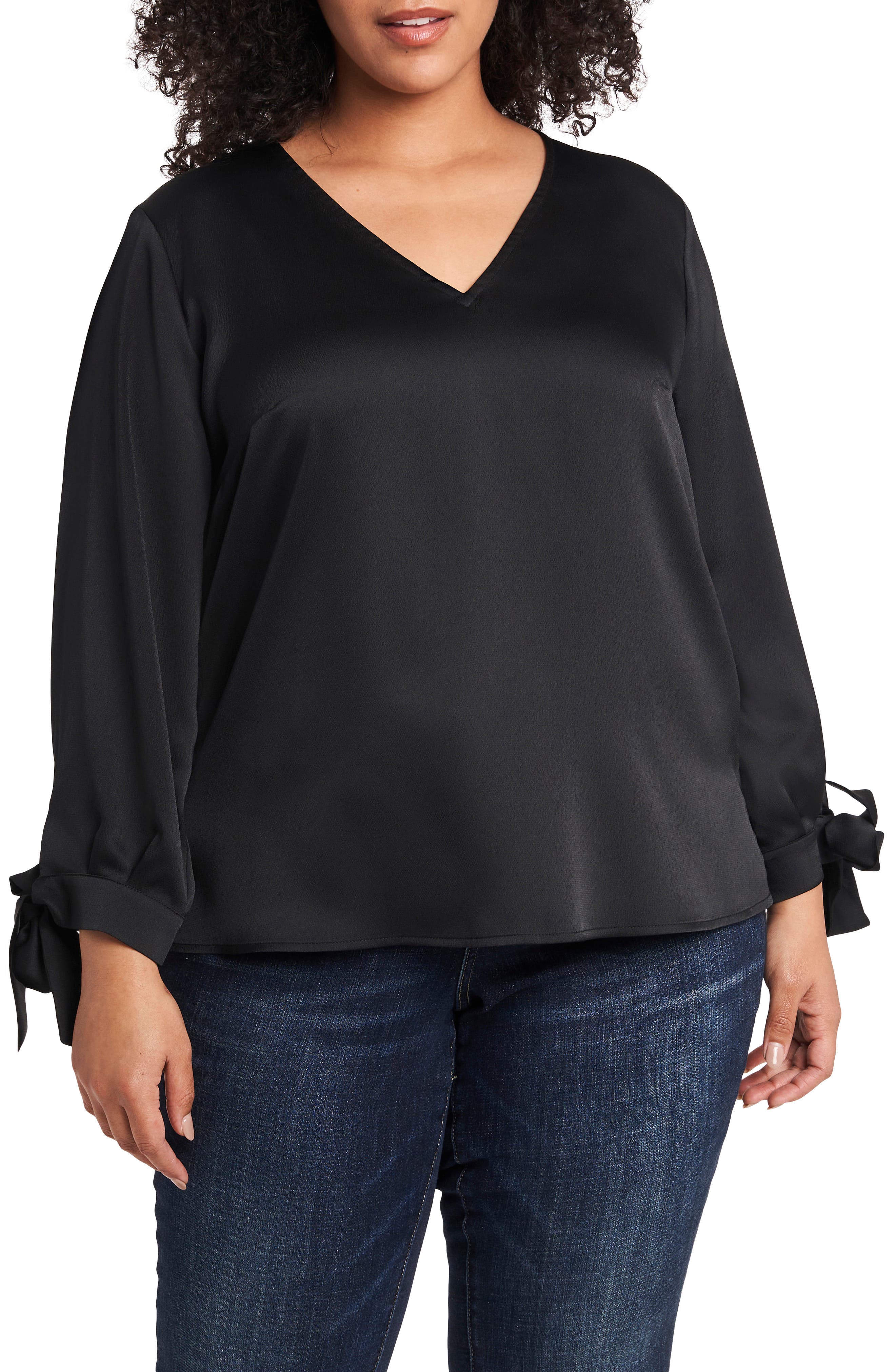 CeCe Tie Sleeve Satin Blouse | Nordstromrack