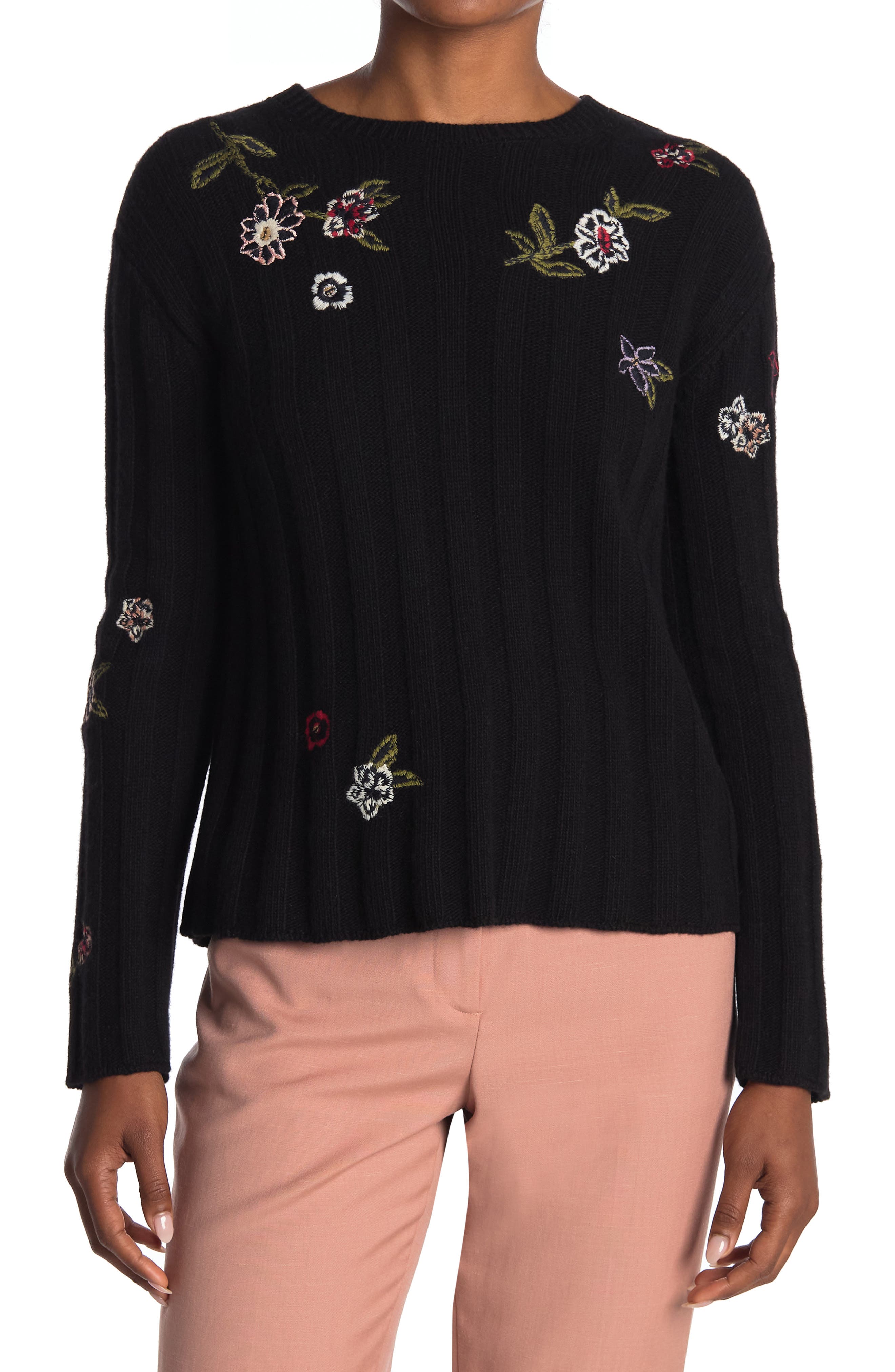 RED Valentino Floral Embroidered Knit Sweater | Nordstromrack