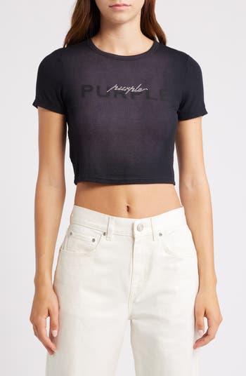 PURPLE BRAND Rhinestone Rib Baby Tee | Nordstromrack