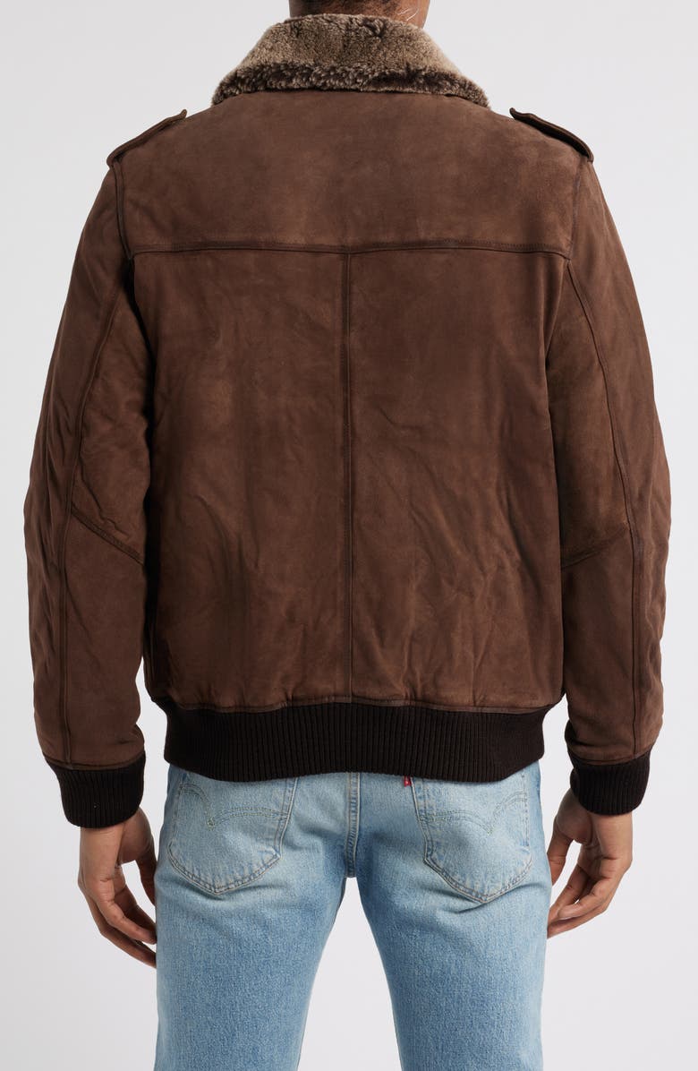 Frye Suede Flight Jacket with Genuine Shearling Collar | Nordstromrack