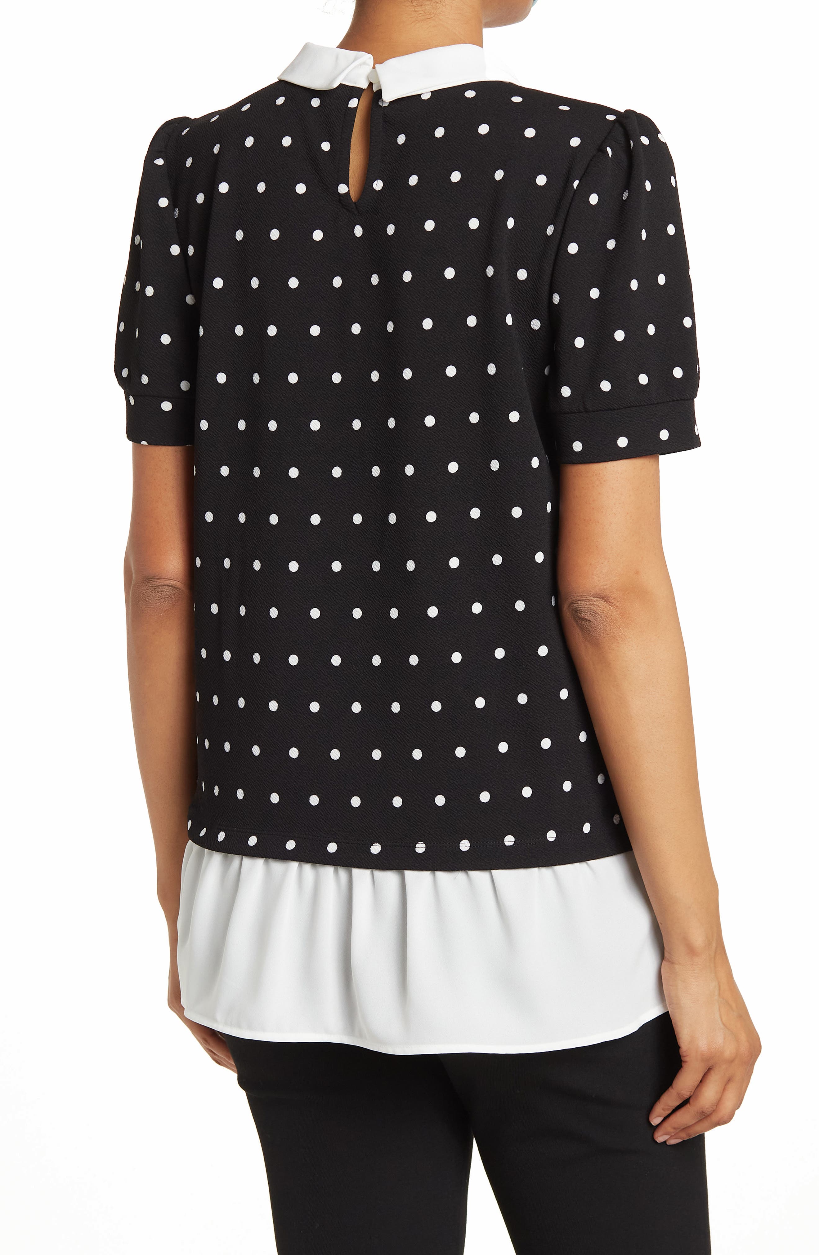 Adrianna Papell Dot Print Mixed Media Top | Nordstromrack