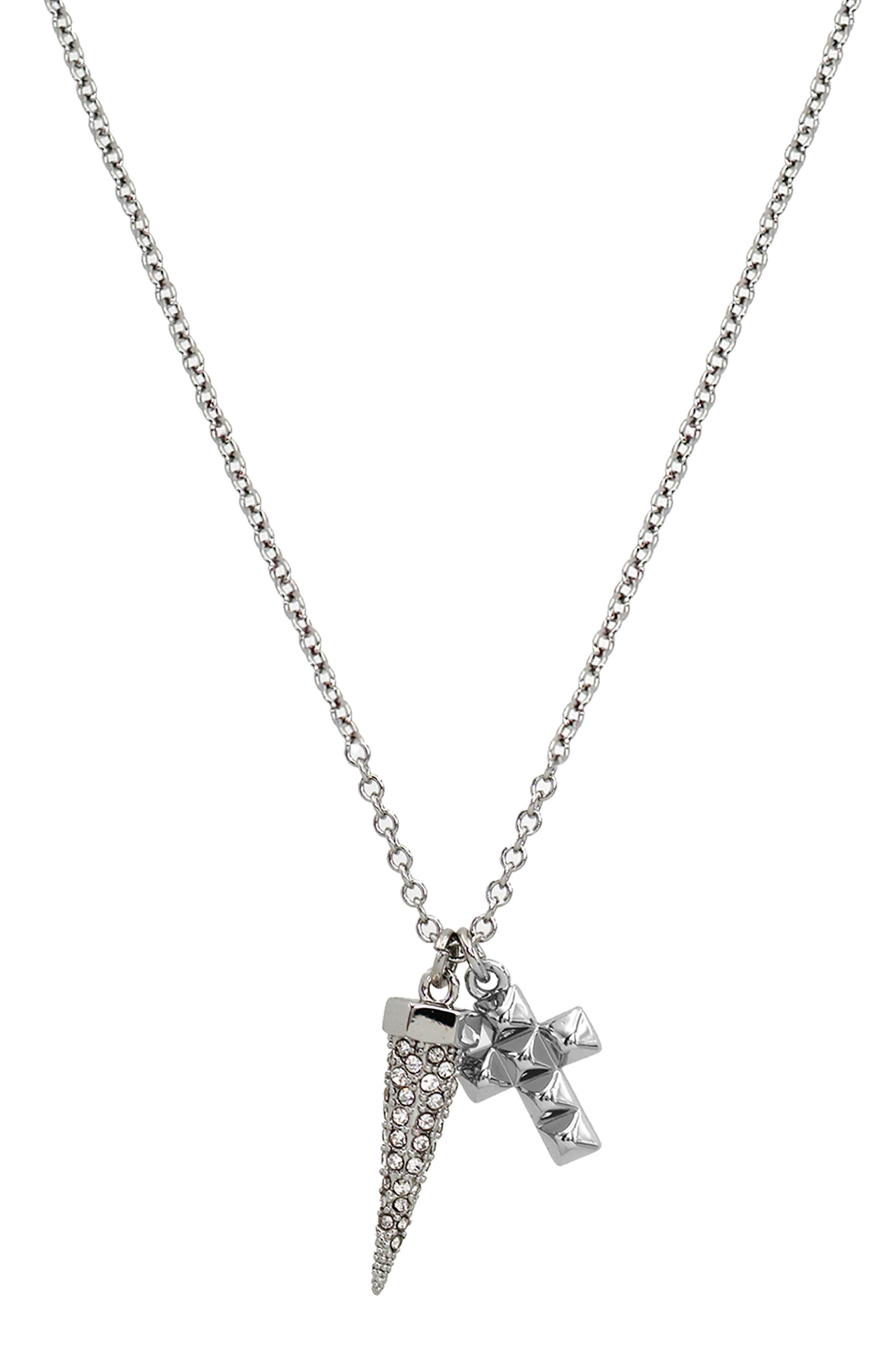 AllSaints Cross & Spike Pendant Necklace | Nordstromrack