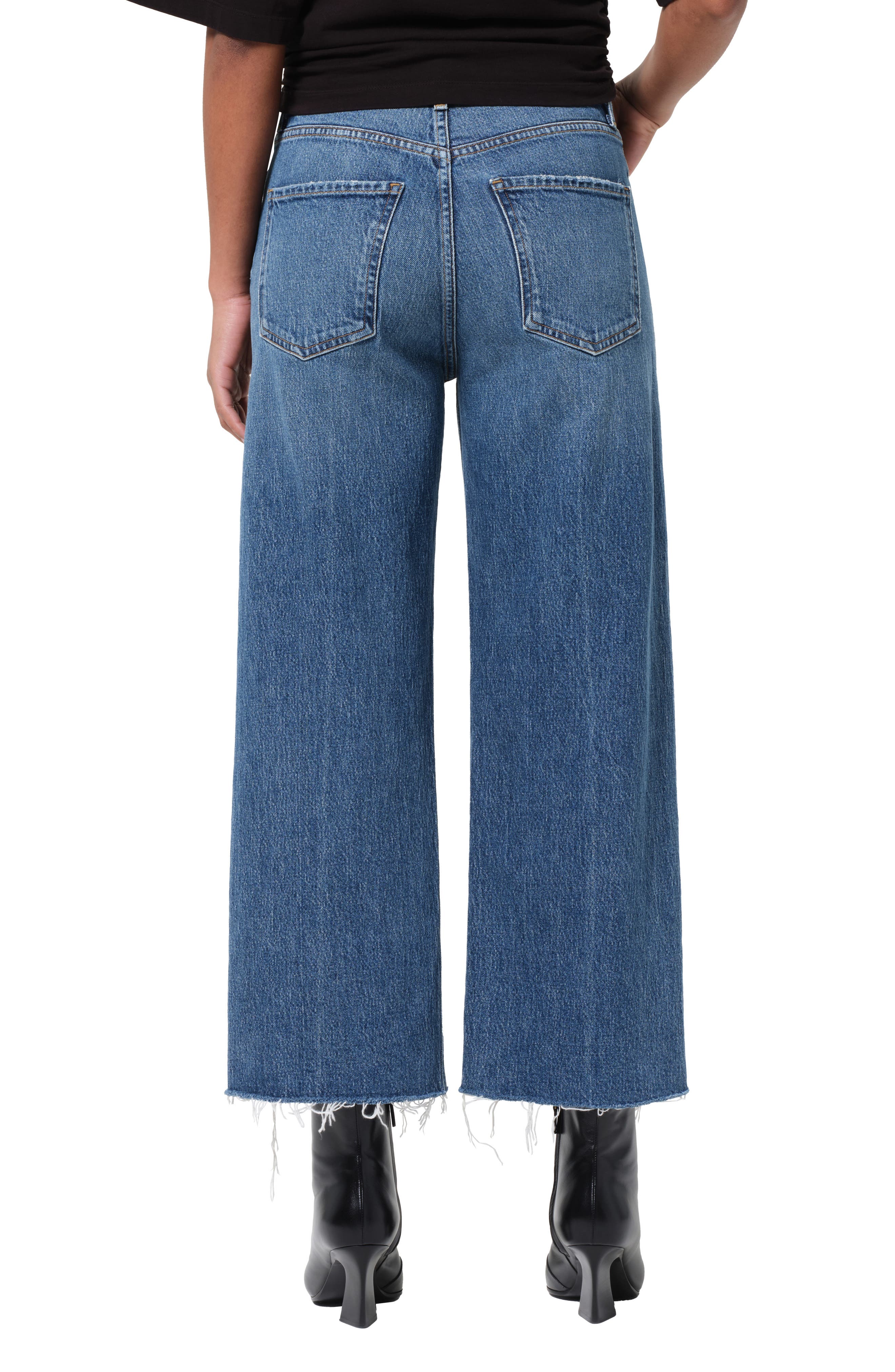 AGOLDE Ren Raw Hem High Waist Ankle Wide Leg Jeans | Nordstrom