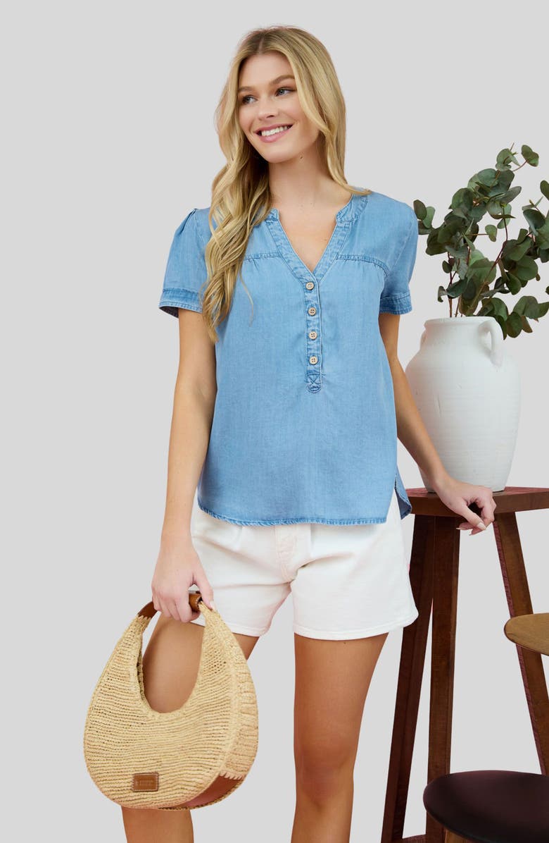 Blu Pepper Short Sleeve Chambray Top | Nordstromrack