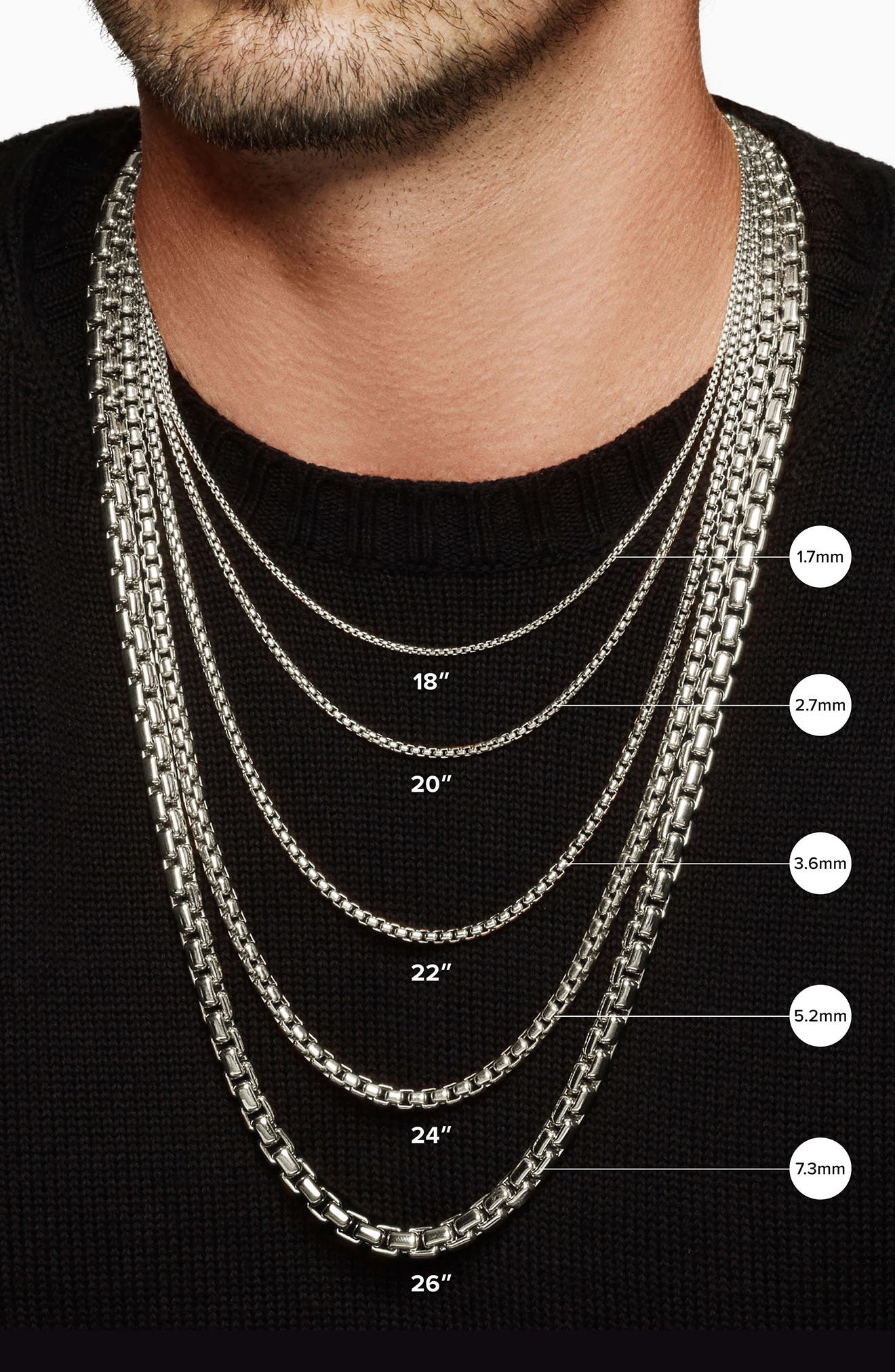 David Yurman Men's Box Chain Necklace in Sterling Silver, 4.8mm | Nordstrom