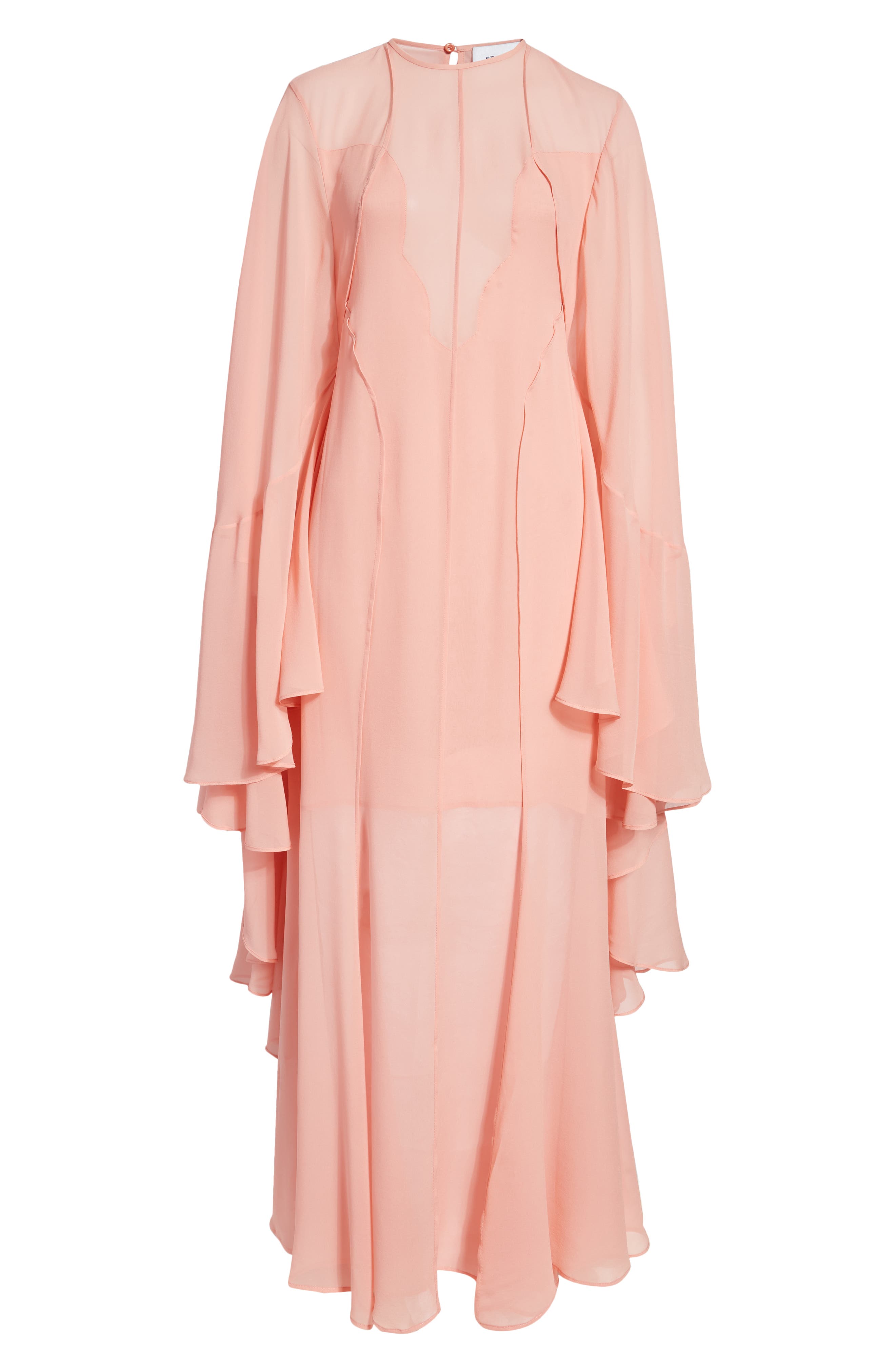 St. John Evening Ruffle Long Sleeve Silk Georgette Gown | Nordstrom