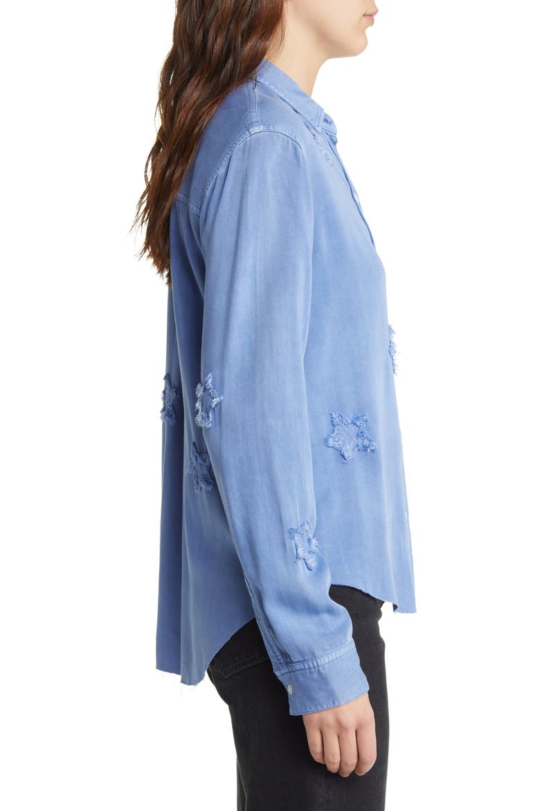 Ingrid Star Appliqué Raw Hem Button-Up Shirt (Women) | Nordstromrack