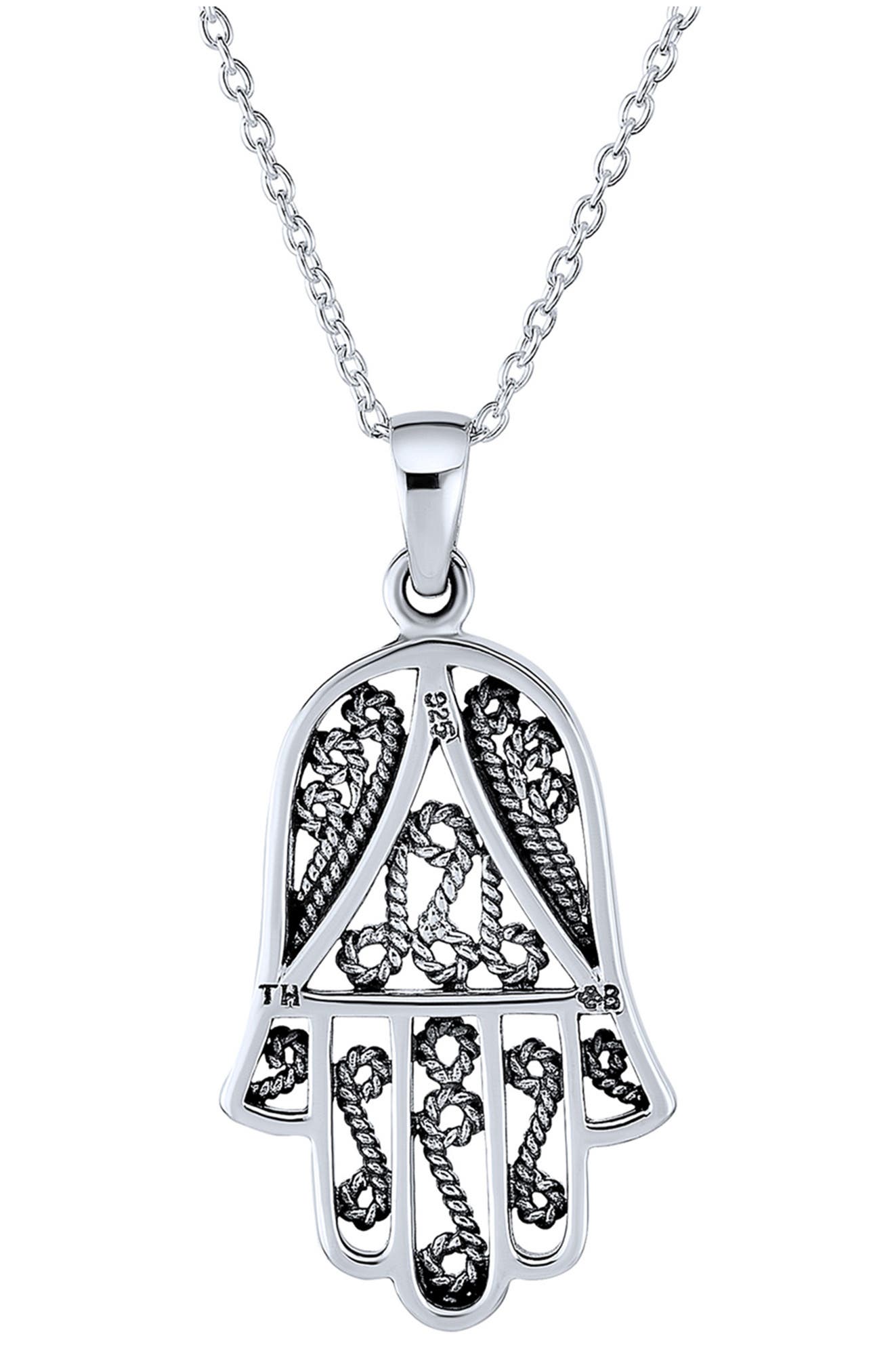 BLING JEWELRY Hamsa Hand of Fatima Filigree Pendant Necklace ...