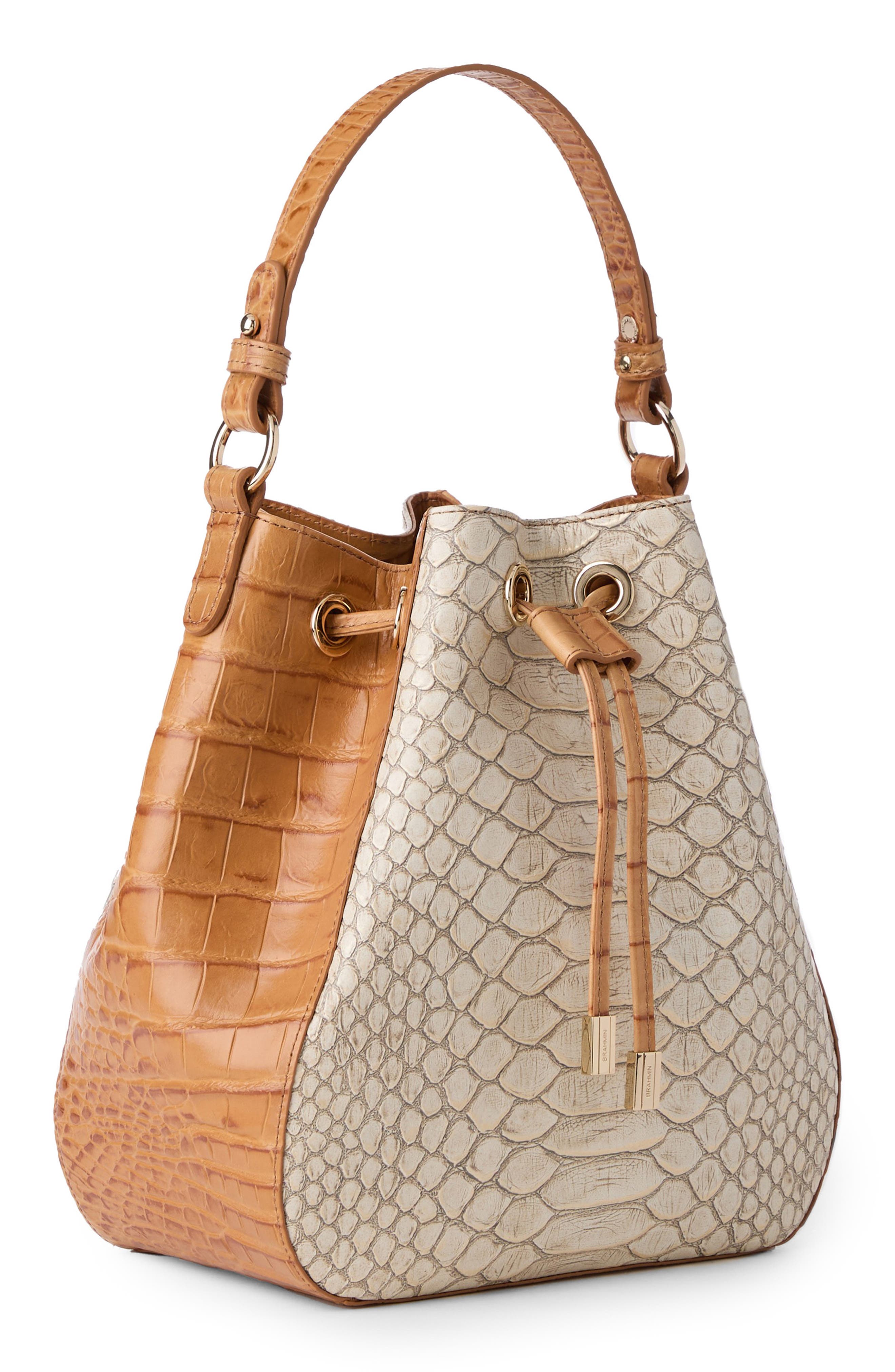Brahmin Melinda Croc Embossed Leather Bucket Bag | Nordstrom