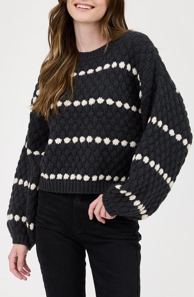 Blu Pepper Stripe Balloon Sleeve Crop Sweater | Nordstromrack