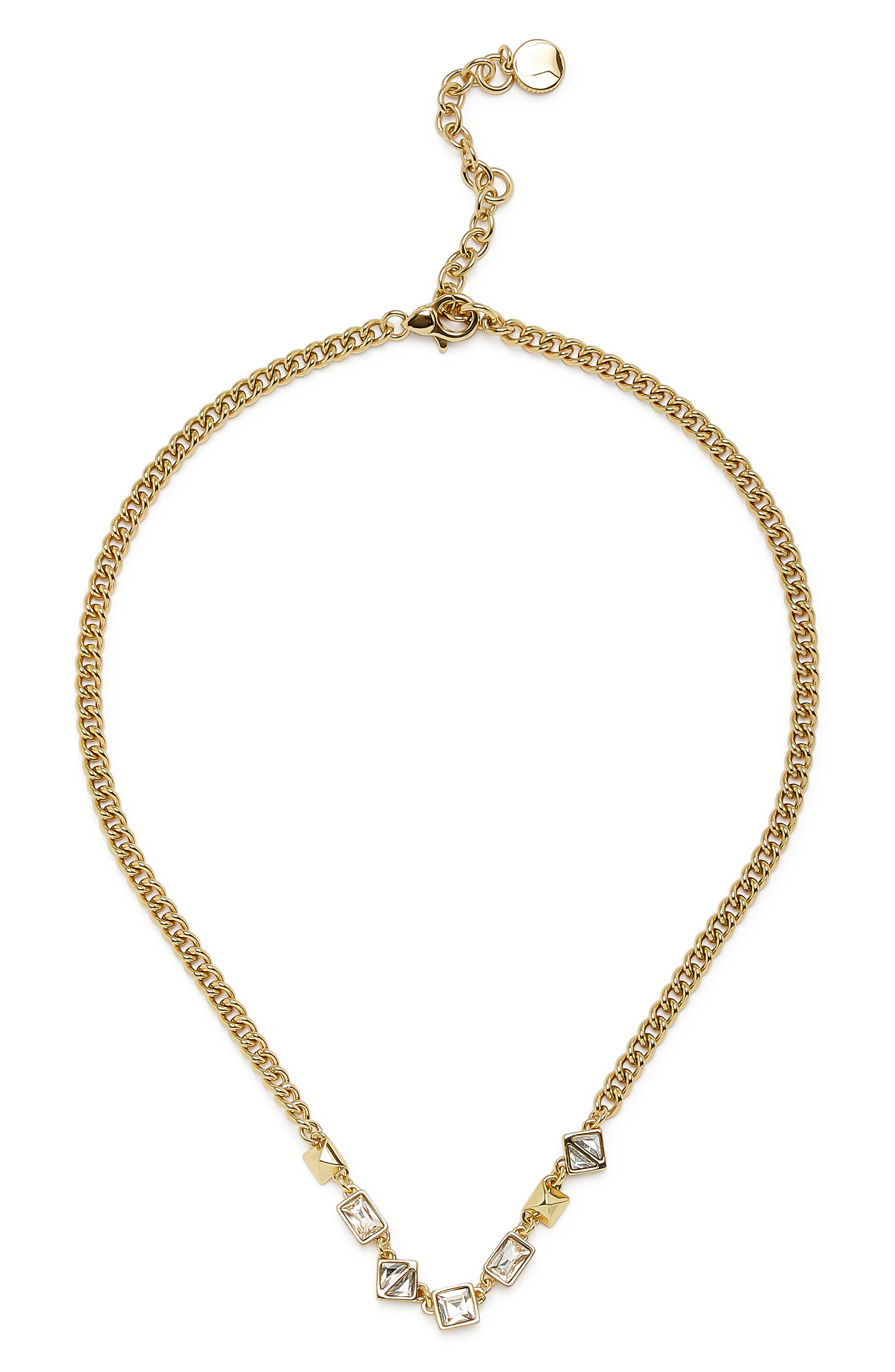 AllSaints Geometric Crystal Frontal Necklace | Nordstromrack