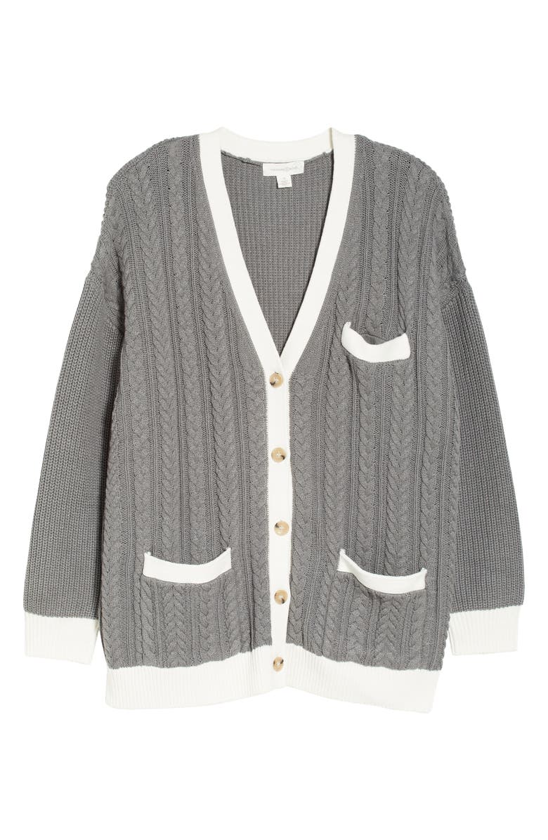 Treasure & Bond Varsity Mix Stitch Tipped Cardigan | Nordstrom