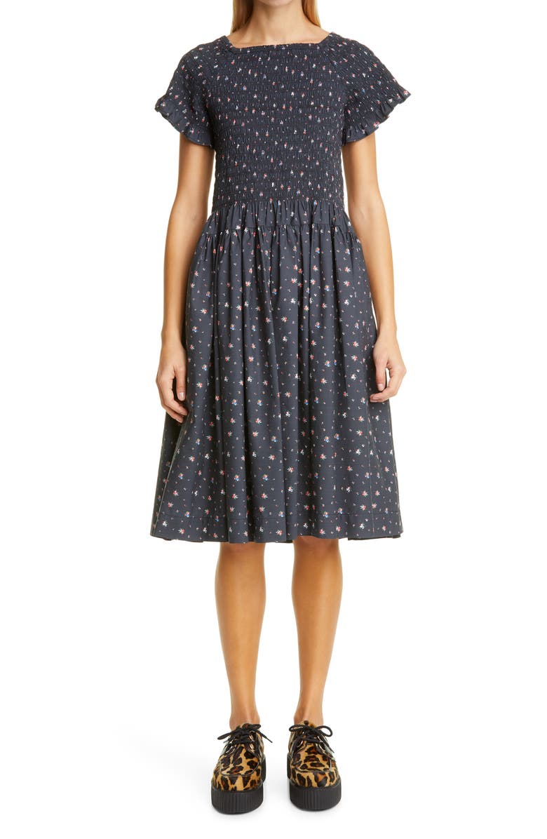Molly Goddard Tilly Floral Shirred Cotton Dress | Nordstromrack