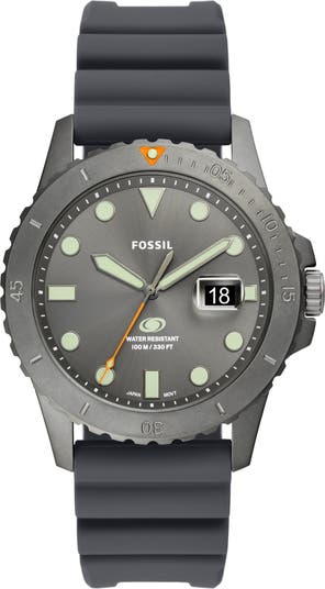 Fossil Blue Silicone Strap Watch, 42mm | Nordstrom