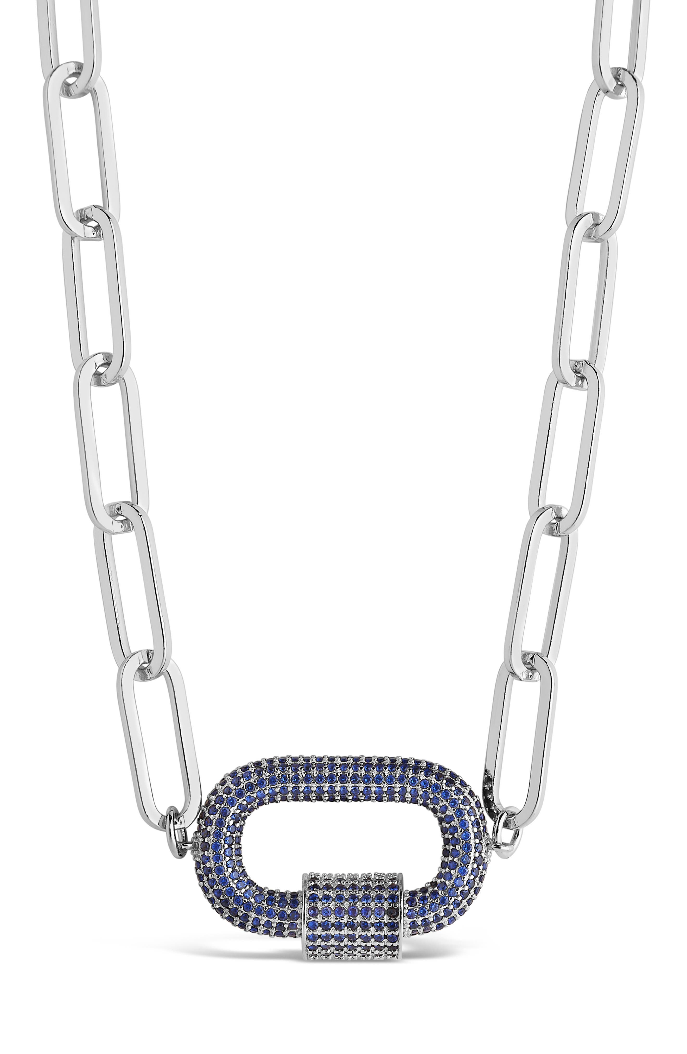 Sterling Forever Pavé CZ Carabiner Lock Pendant Necklace | Nordstromrack