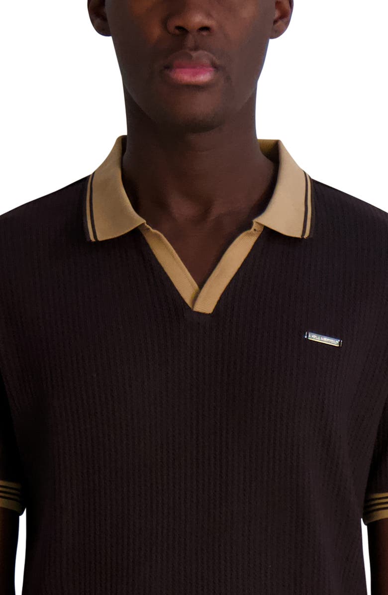 KARL LAGERFELD PARIS Textured Johnny Collar Polo | Nordstromrack