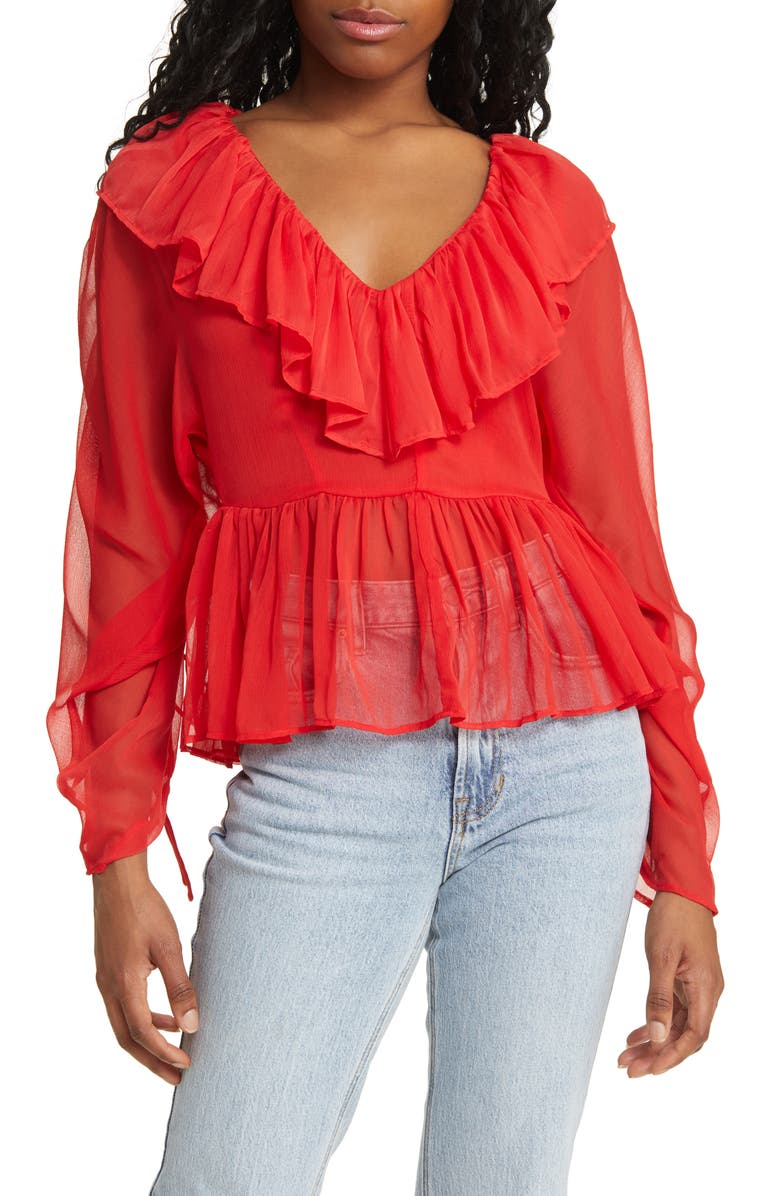 ASOS DESIGN Ruffle Peplum Blouse | Nordstromrack