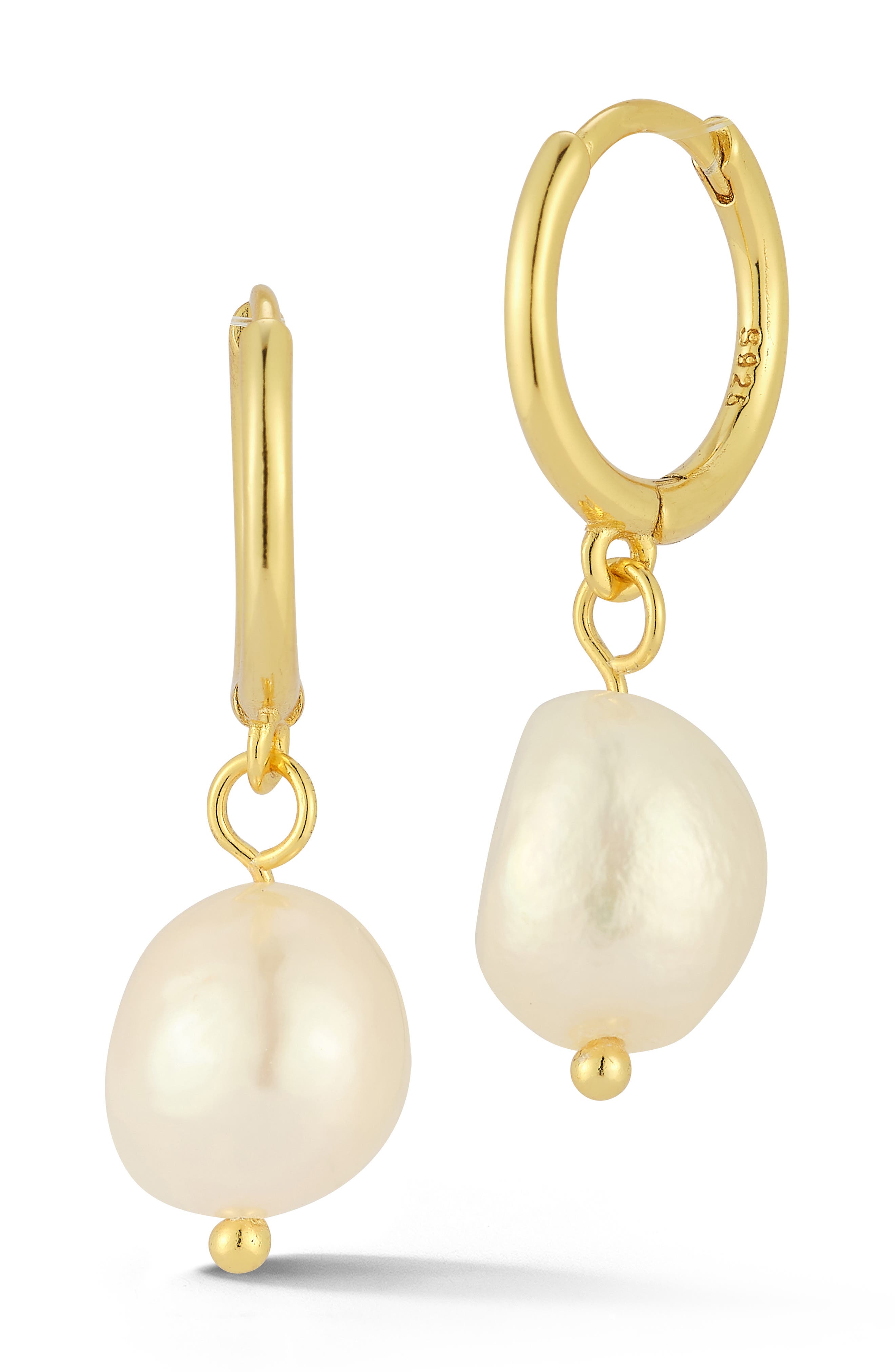 GLAZE JEWELRY Pearl Huggie Hoop Earrings | Nordstromrack