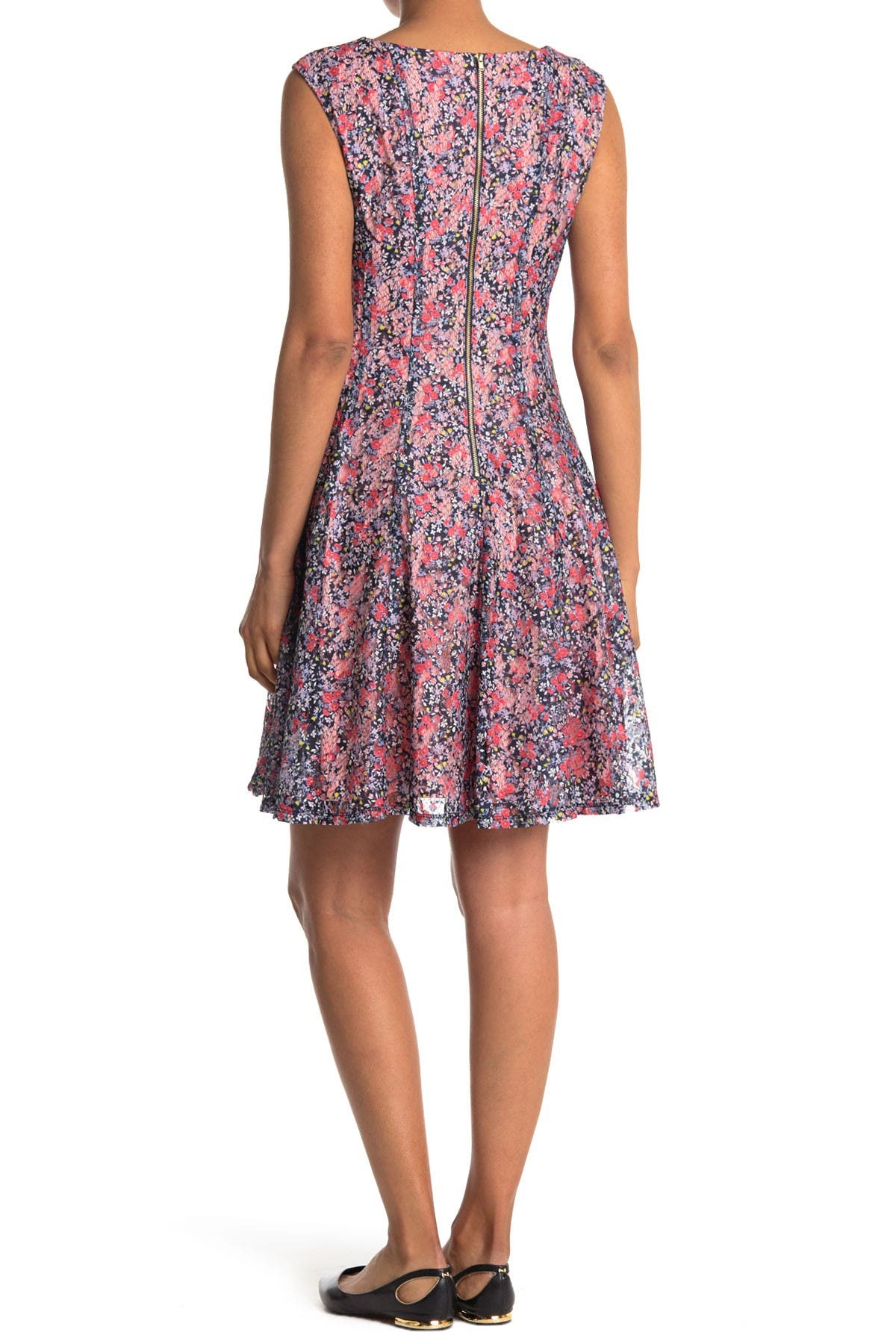 DANNY AND NICOLE Cap Sleeve Ditsy Floral Lace Dress | Nordstromrack