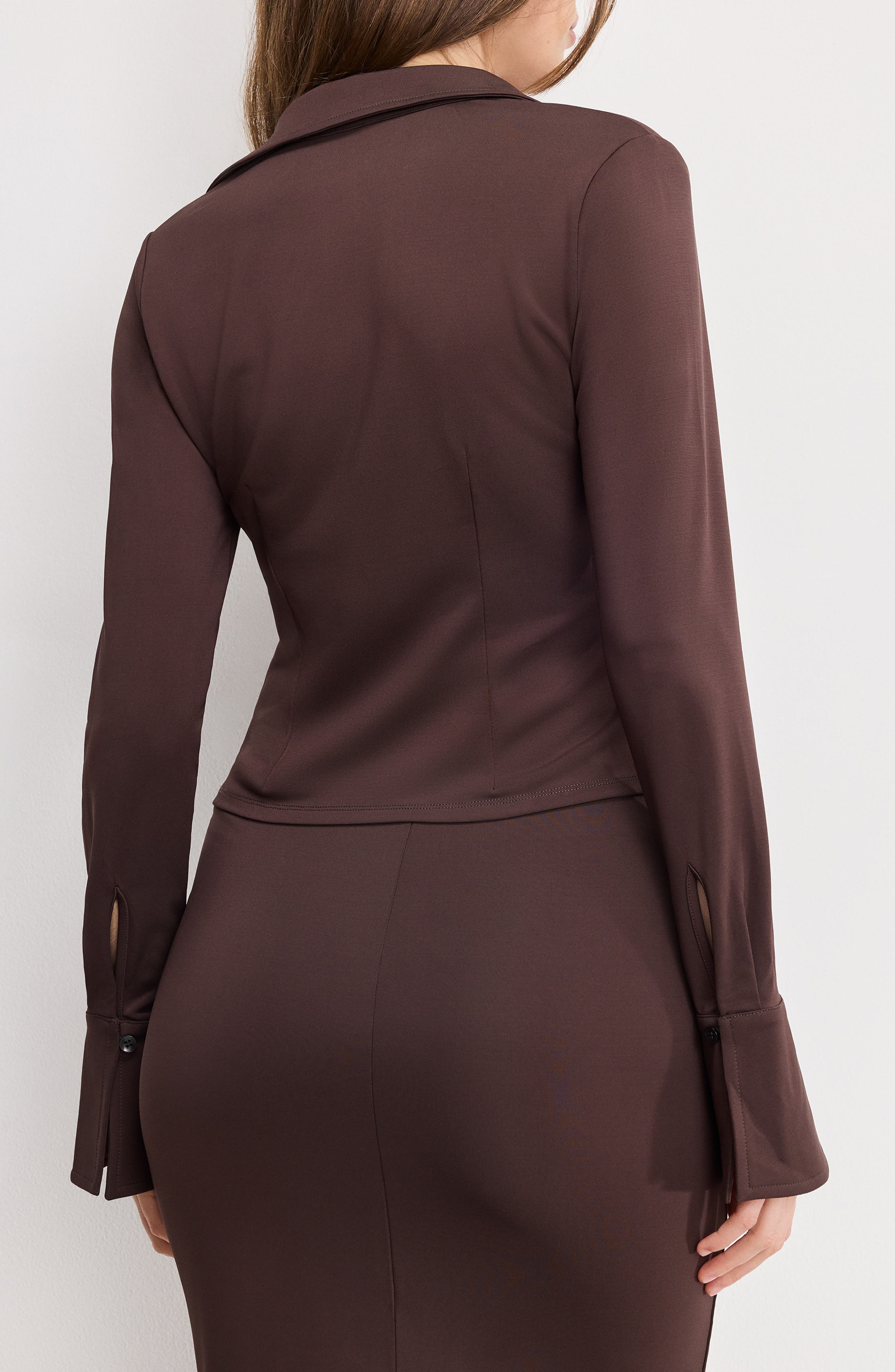 Flare Cuff Jersey Matte Button-Up Shirt (Women) | Nordstromrack