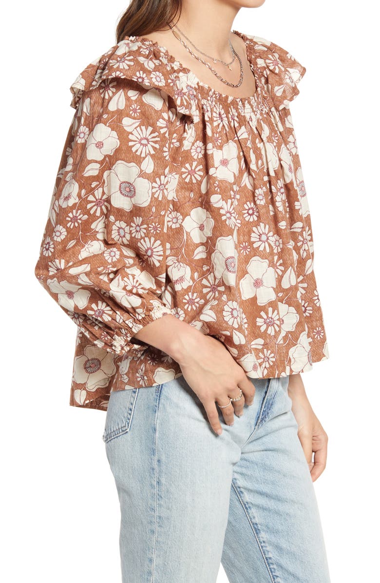 Free People Miss Daisy Ruffle Print Top | Nordstromrack