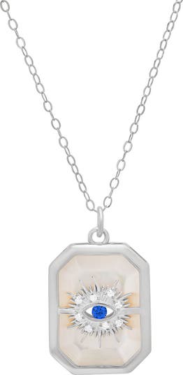 Queen Jewels Cubic Zirconia & Mother-of-Pearl Evil Eye Pendant Necklace ...