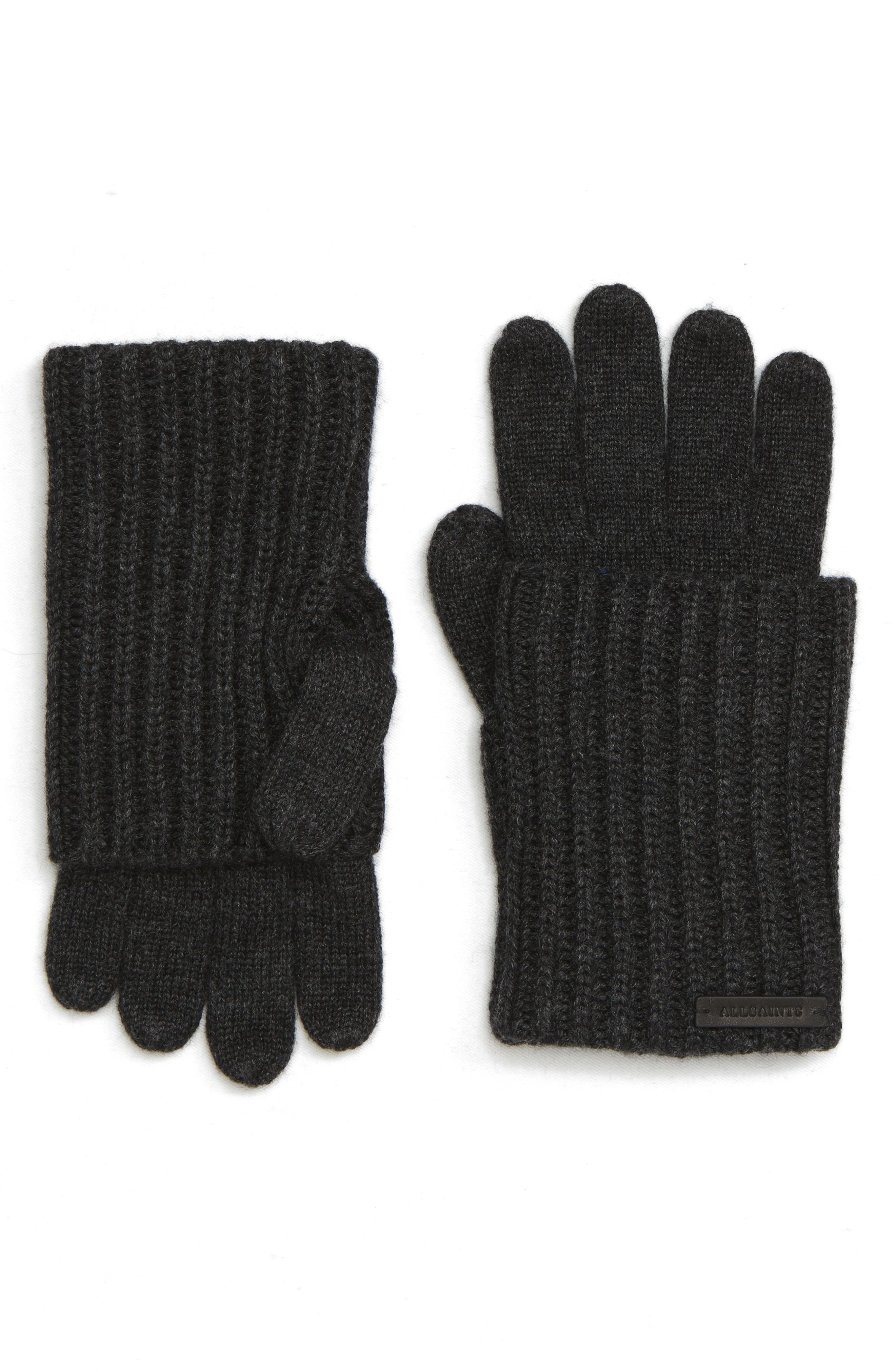 AllSaints Ribbed Cuff Convertible Gloves | Nordstromrack