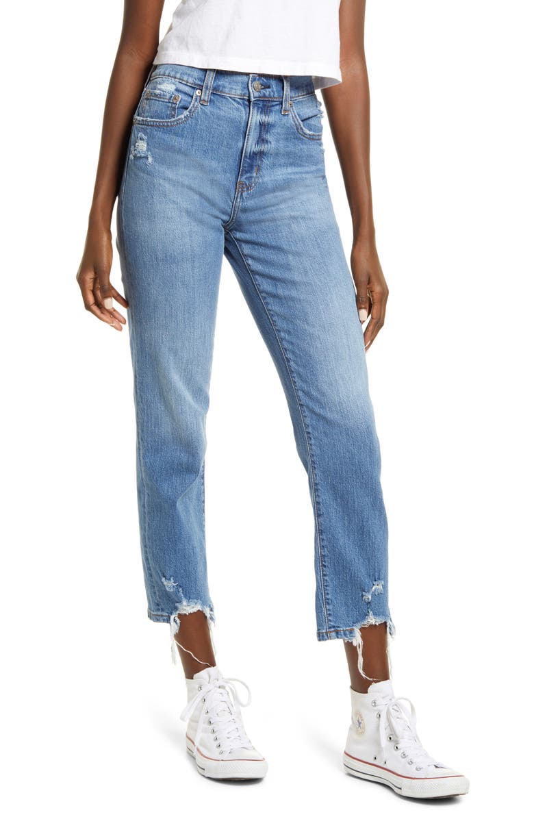 DAZE Straight Up Distressed Straight Leg Ankle Jeans | Nordstromrack